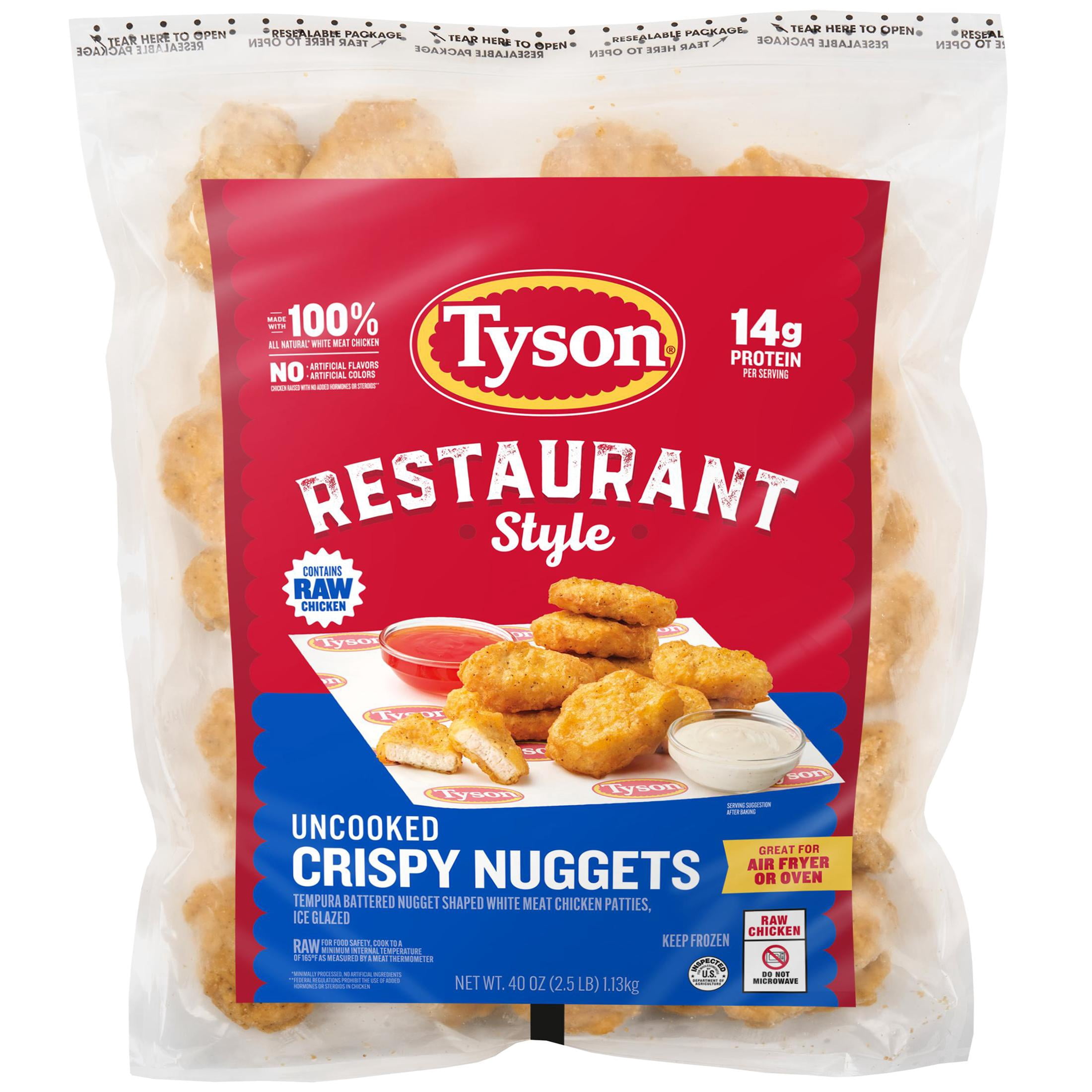Tyson Restaurant-Style Uncooked Crispy Nuggets, 40 oz, Frozen, Plastic ...