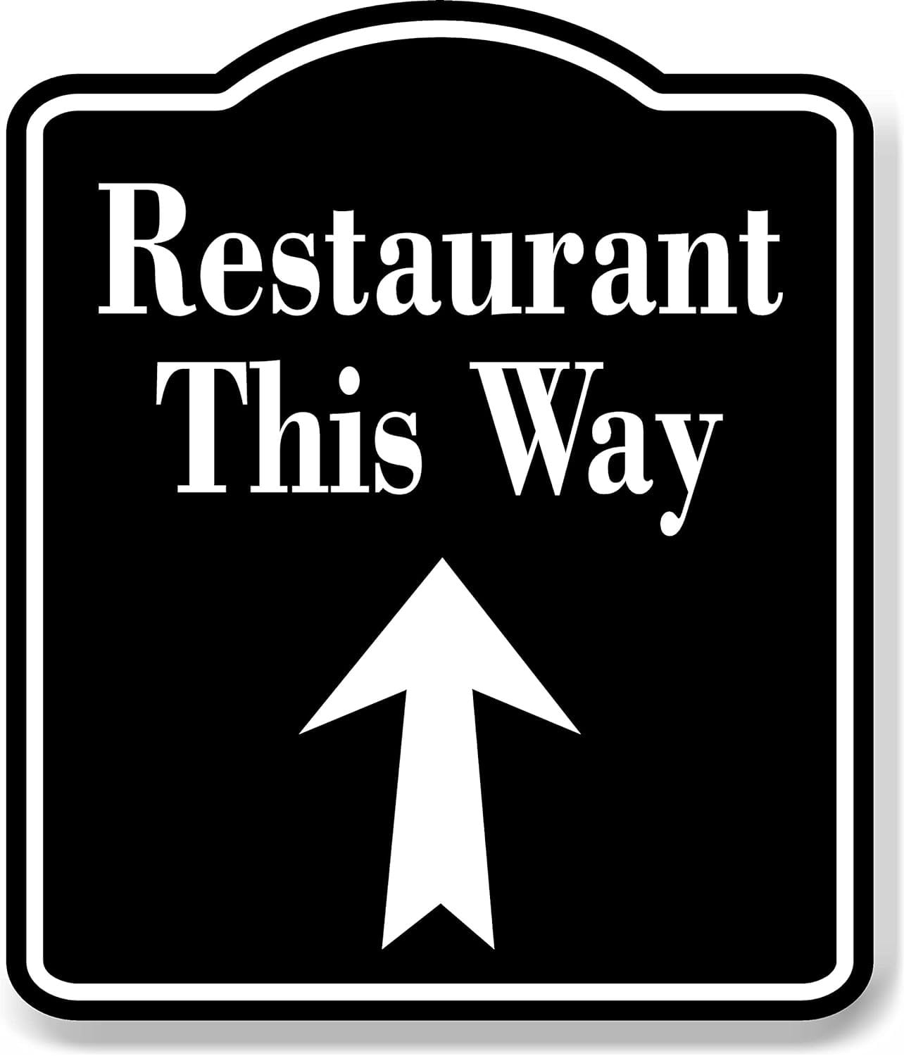 Restaurant This Way Up Arrow BLACK Aluminum Composite Sign, 20"x24 ...