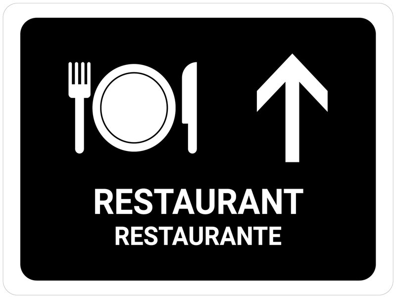 Restaurant With Up Arrow Black Bilingual Sign Safety Restriction Alert ...