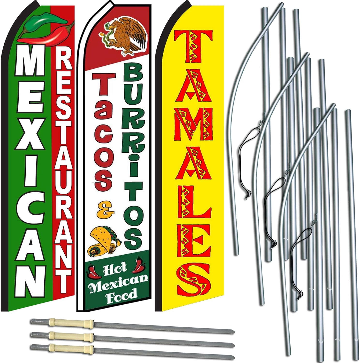 RestaurantTacos & BurritosTamales - 3 Pack of Swooper Flag Sets ...