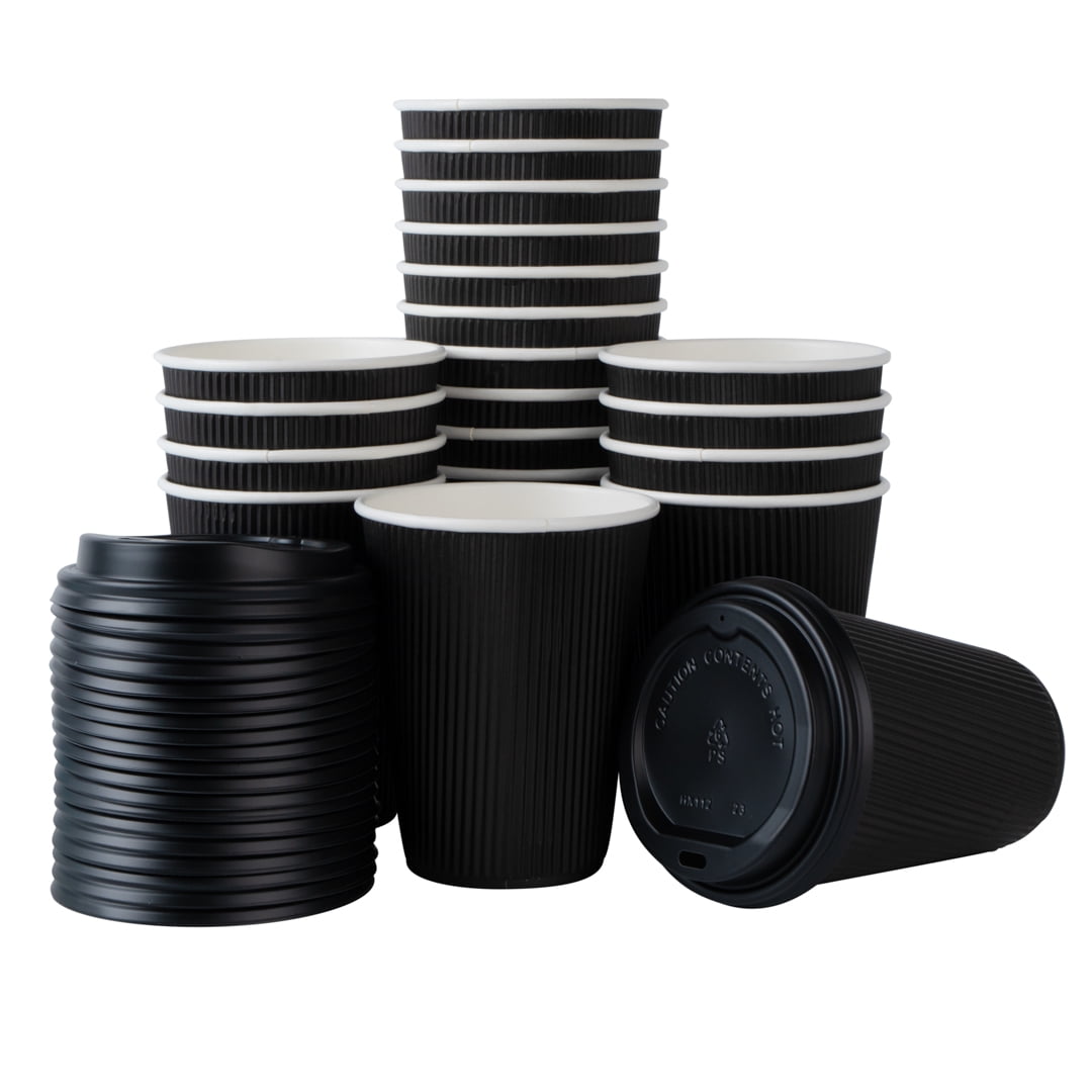 Restaurantware 12 Oz Coffee Cups Pack of 200 Ripple Wall Insulated ...