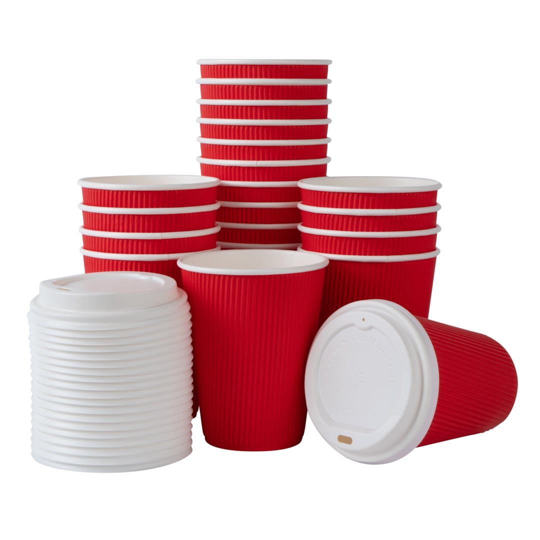 Restaurantware 12 Oz Coffee Cups Pack of 200 Ripple Wall Insulated ...