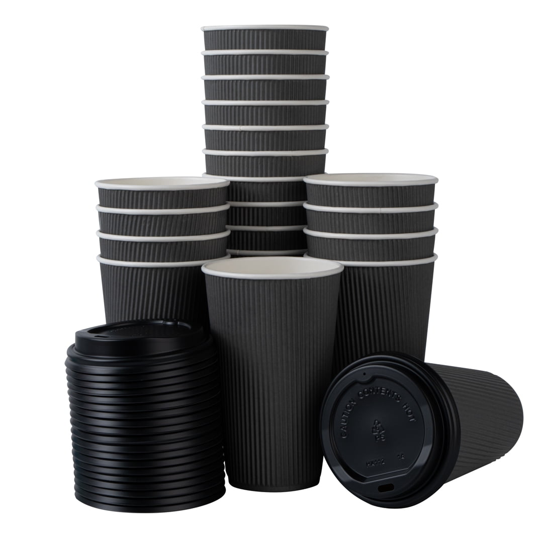 Restaurantware 16 Oz Coffee Cups Pack of 200 Ripple Wall Insulated ...