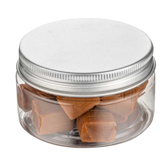Chef 101 4 oz Round Clear Plastic Candy and Snack Jar - with Silver ...