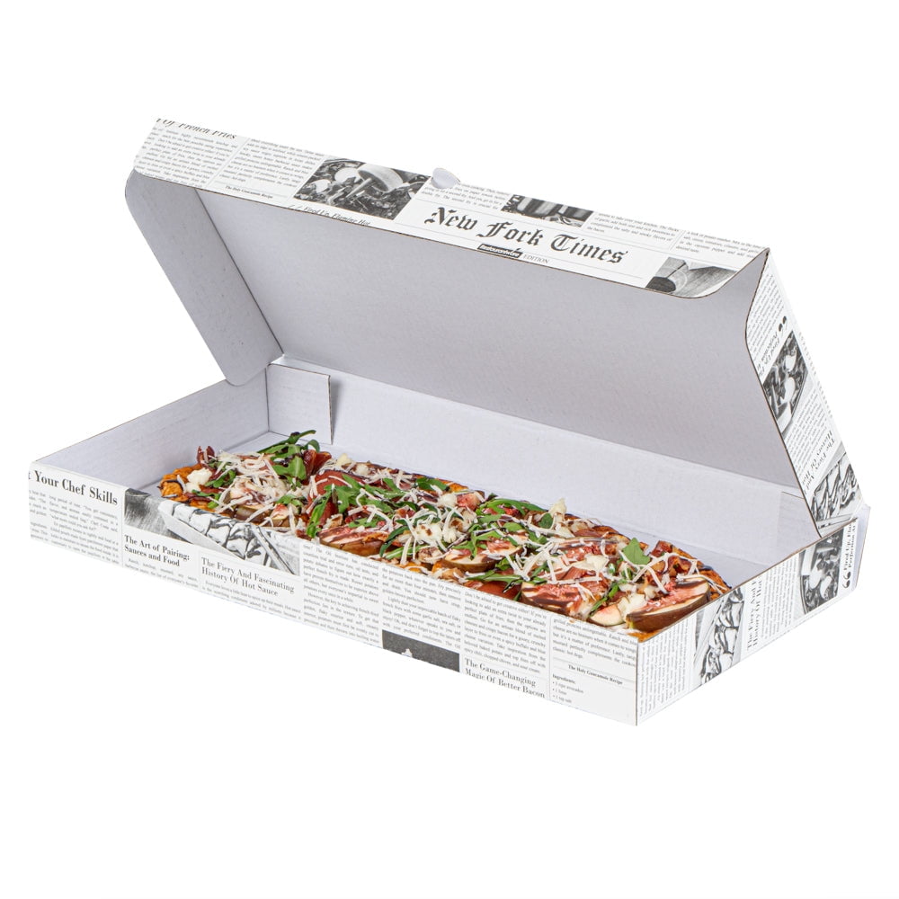 Eco Pie Kraft and Black Paper Corrugated Flatbread Box - 14" x 7" x 1 1 ...