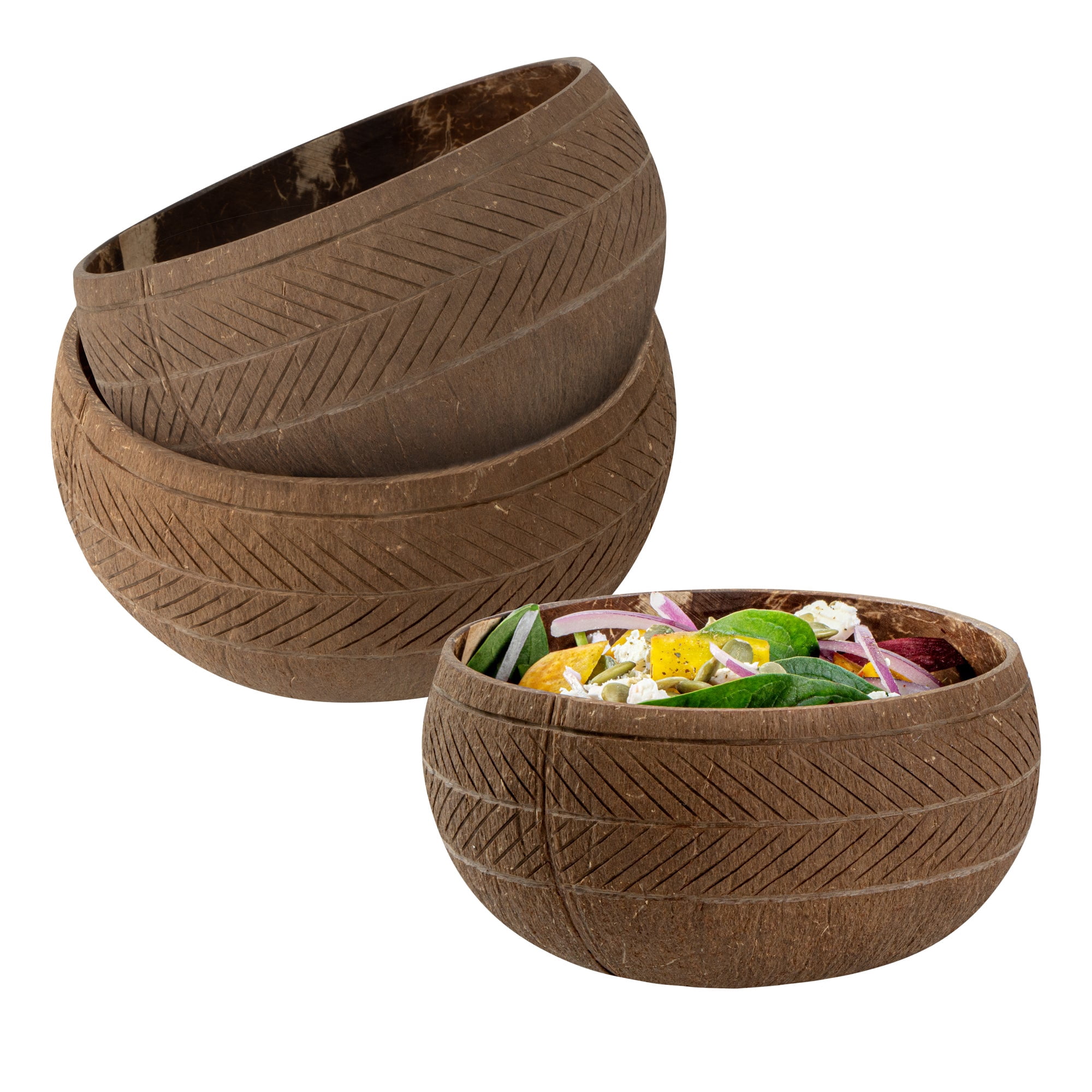 Restaurantware Handmade Coconut Bowls 10 Count 21.18 Oz Handmade Carved ...
