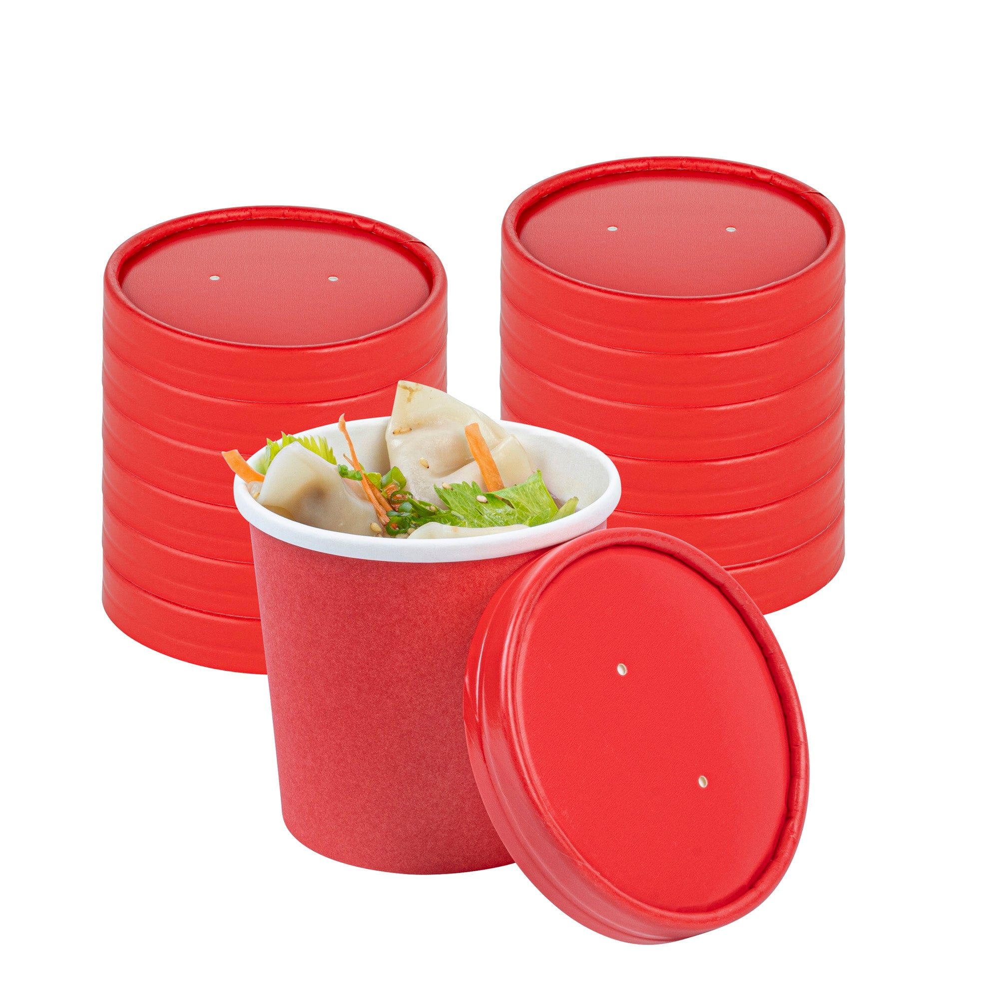 Bio Tek Round Eco Green Paper Soup Container Lid - Fits 12 oz - 200 ...