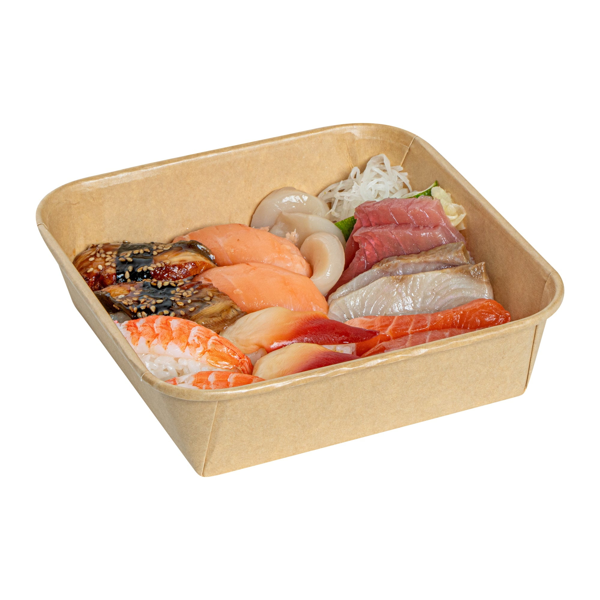 Matsuri Vision 45 oz Square Kraft Paper Sushi Container - 7" x 7" x 2 1 ...