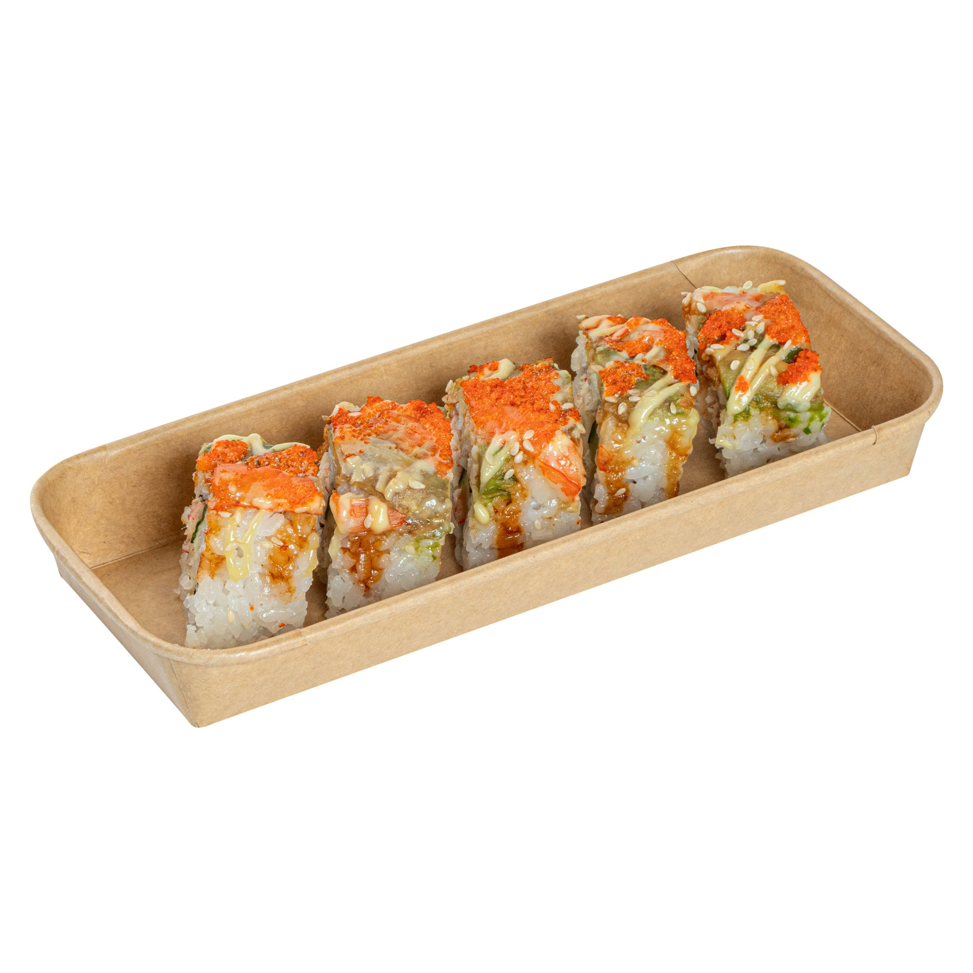 Matsuri Vision 10 oz Rectangle Kraft Paper Sushi Container - 8 3/4" x 3 ...