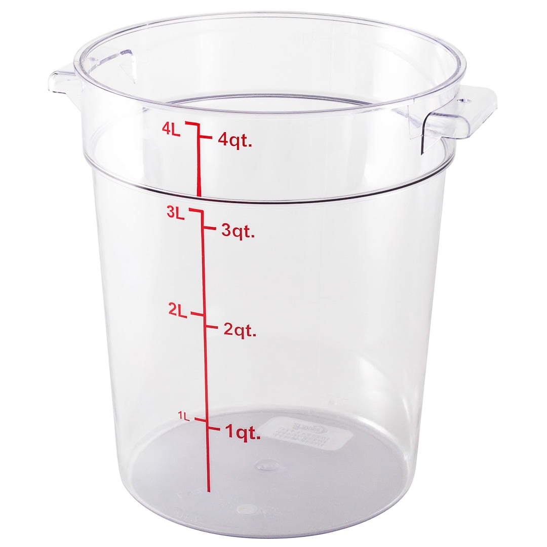 Met Lux 4 qt Round Clear Plastic Food Storage Container - with Red ...