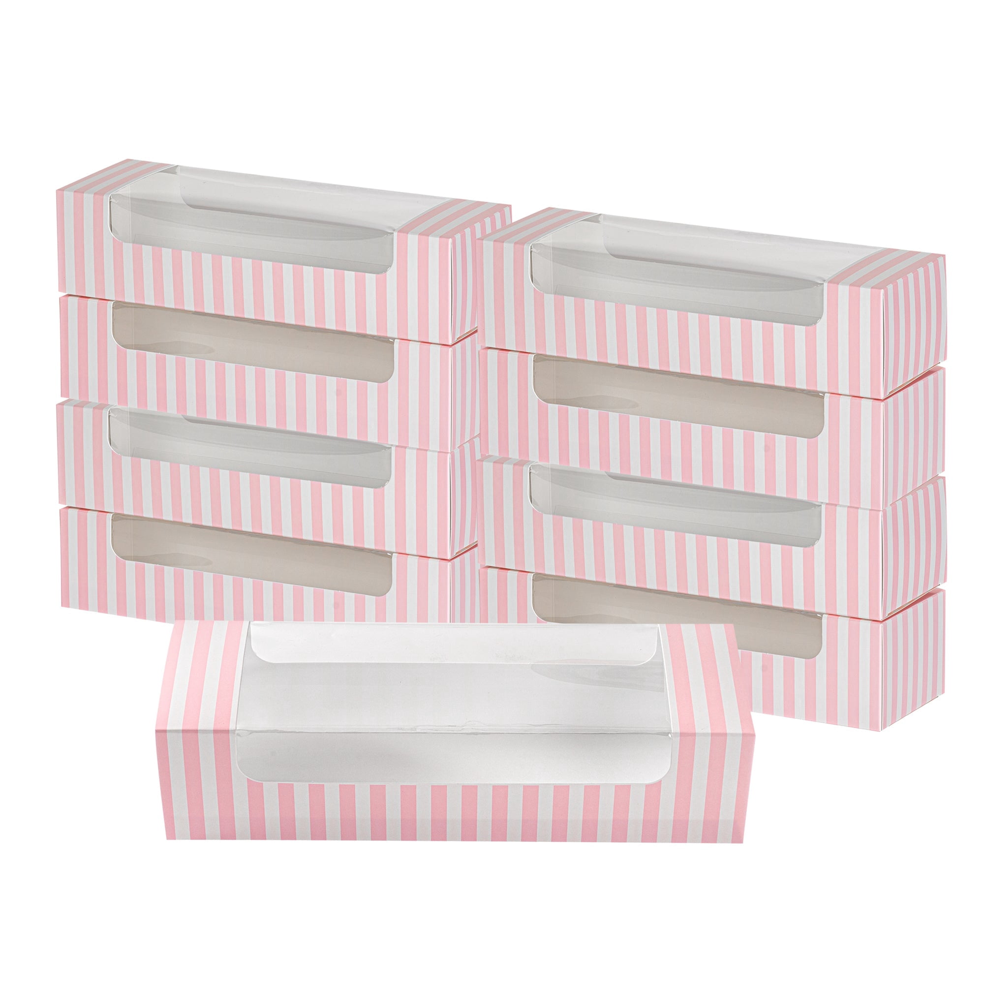Pastry Tek Pink and White Stripe Paper Pastry / Cake Box - with Window ...