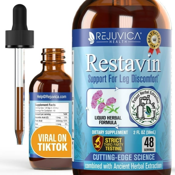 Restavin - Fast, Natural Liquid Formula for RLS Support, Pain Relief & Nerve Repair Supplement ...