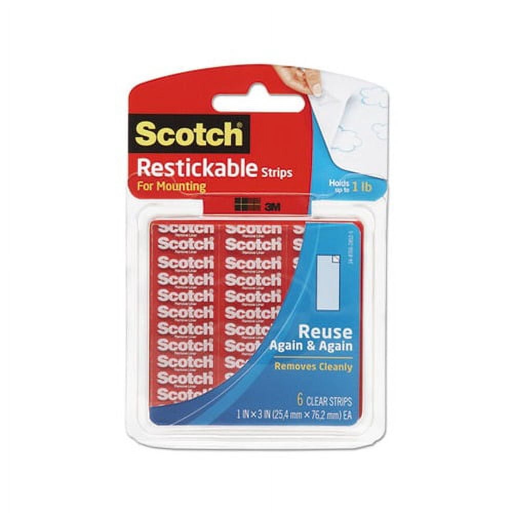 Restickable Mounting Tabs 1" x 3", Clear, 6/Pack - Walmart.com