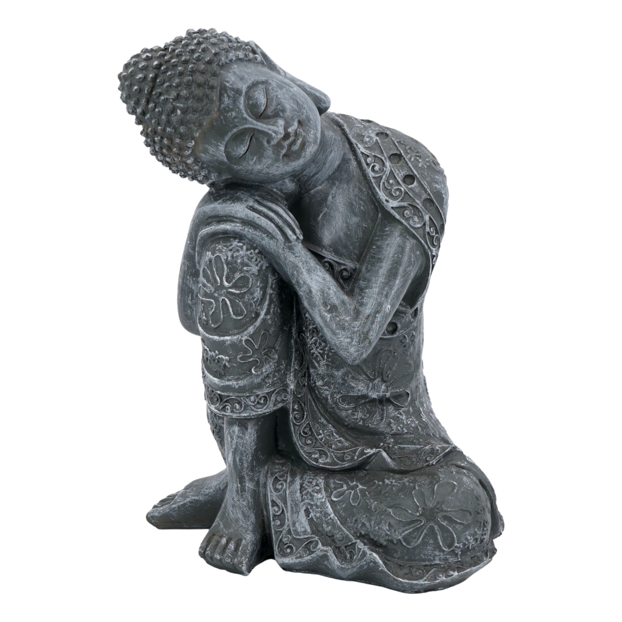 Resting Buddha Statue 9 Inch Sitting Buddha Head On Knee Serene ...
