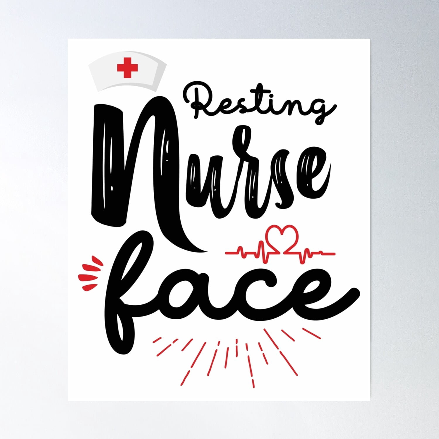 Resting Nurse Face, Nurselife Poster Wall Art, Modern Wall Decor, 16x24 ...