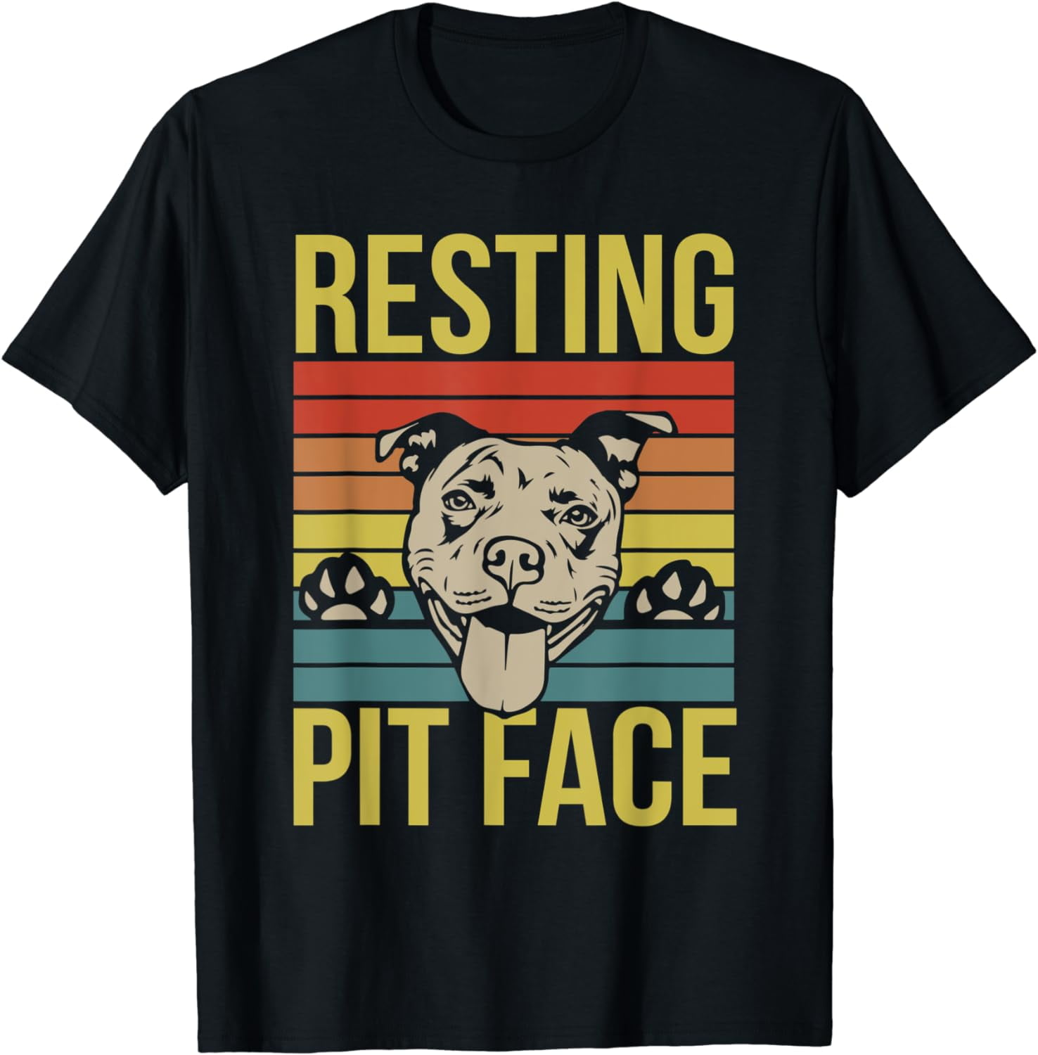 Resting Pit Face retro Pittie Holding On T-Shirt - Walmart.com