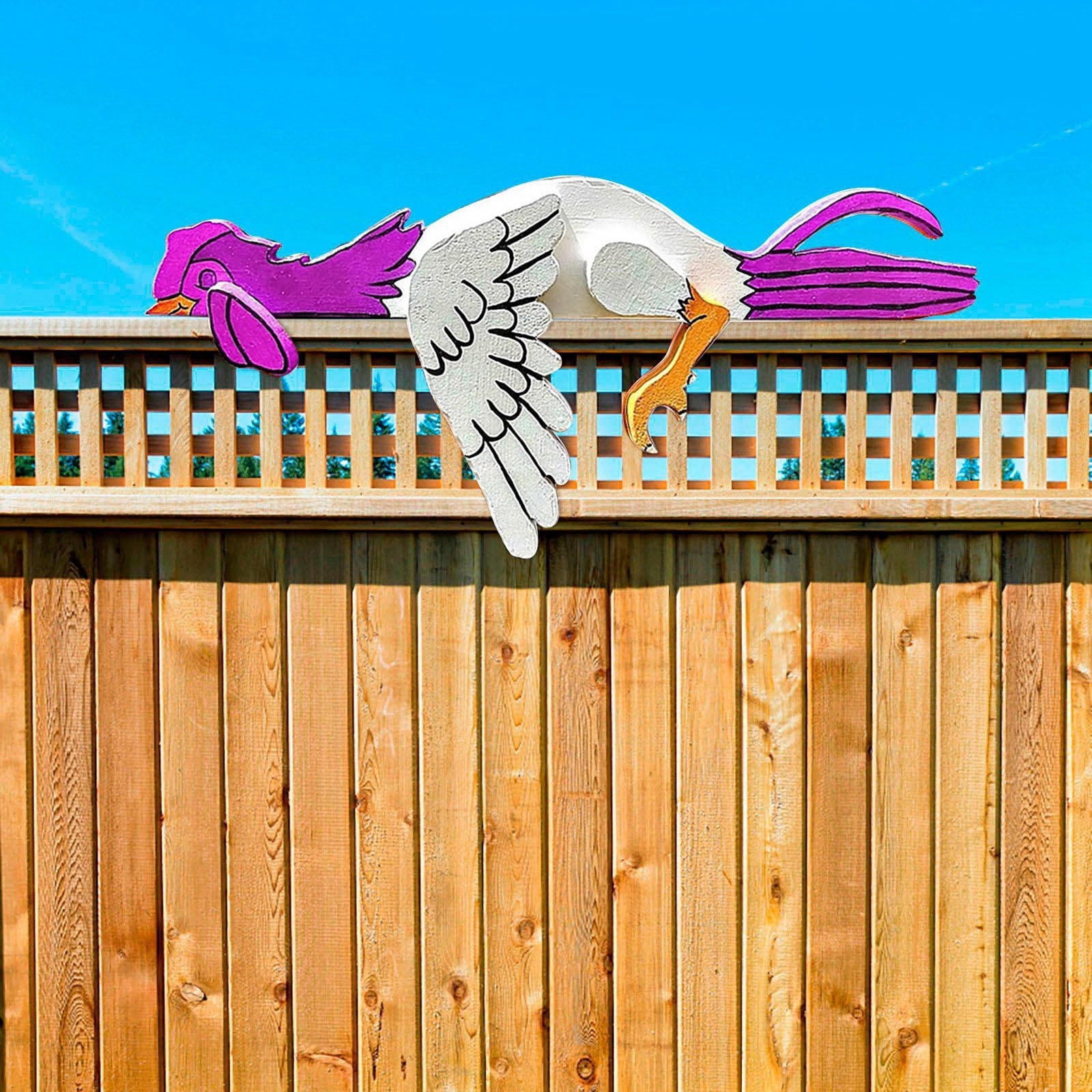 Resting Rooster Rail Pet Fence Decor Yard Art Rooster Home Decor Wooden ...