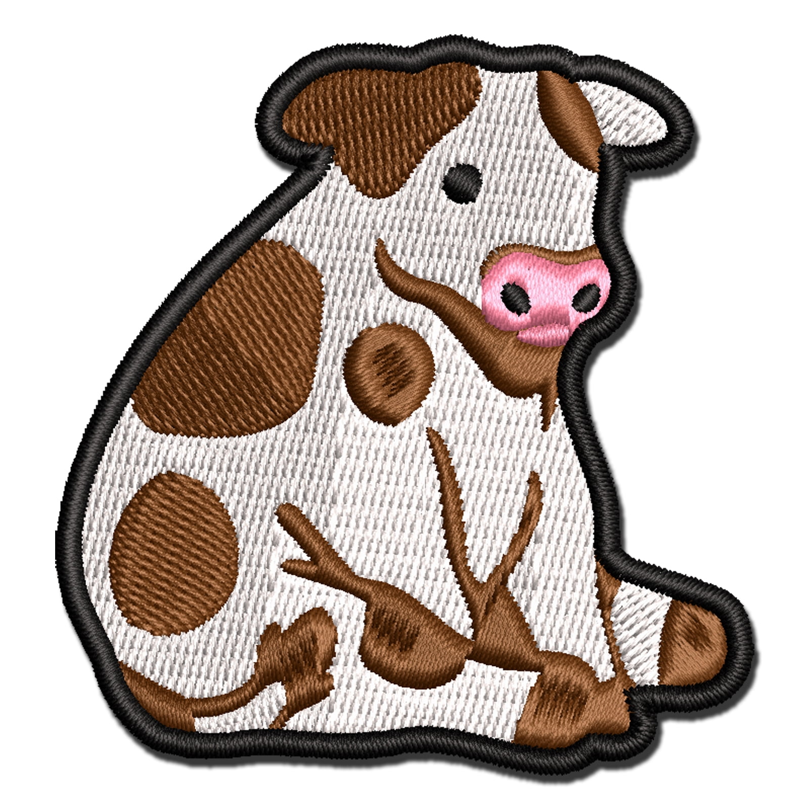 Resting Spotted Cow Sitting Applique Multi-Color Embroidered Iron-On ...