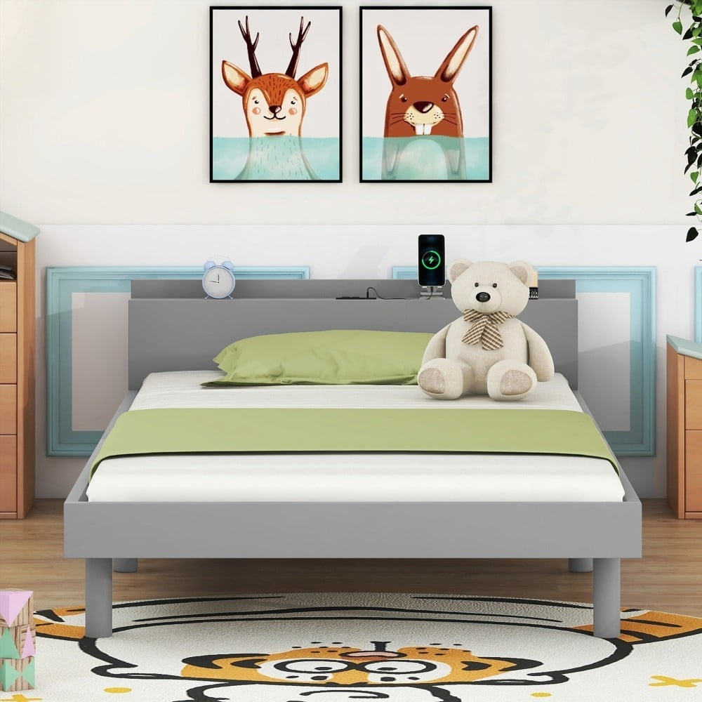 Restonic Grey Twin Bed Frame - Clean Design & USB - Walmart.com