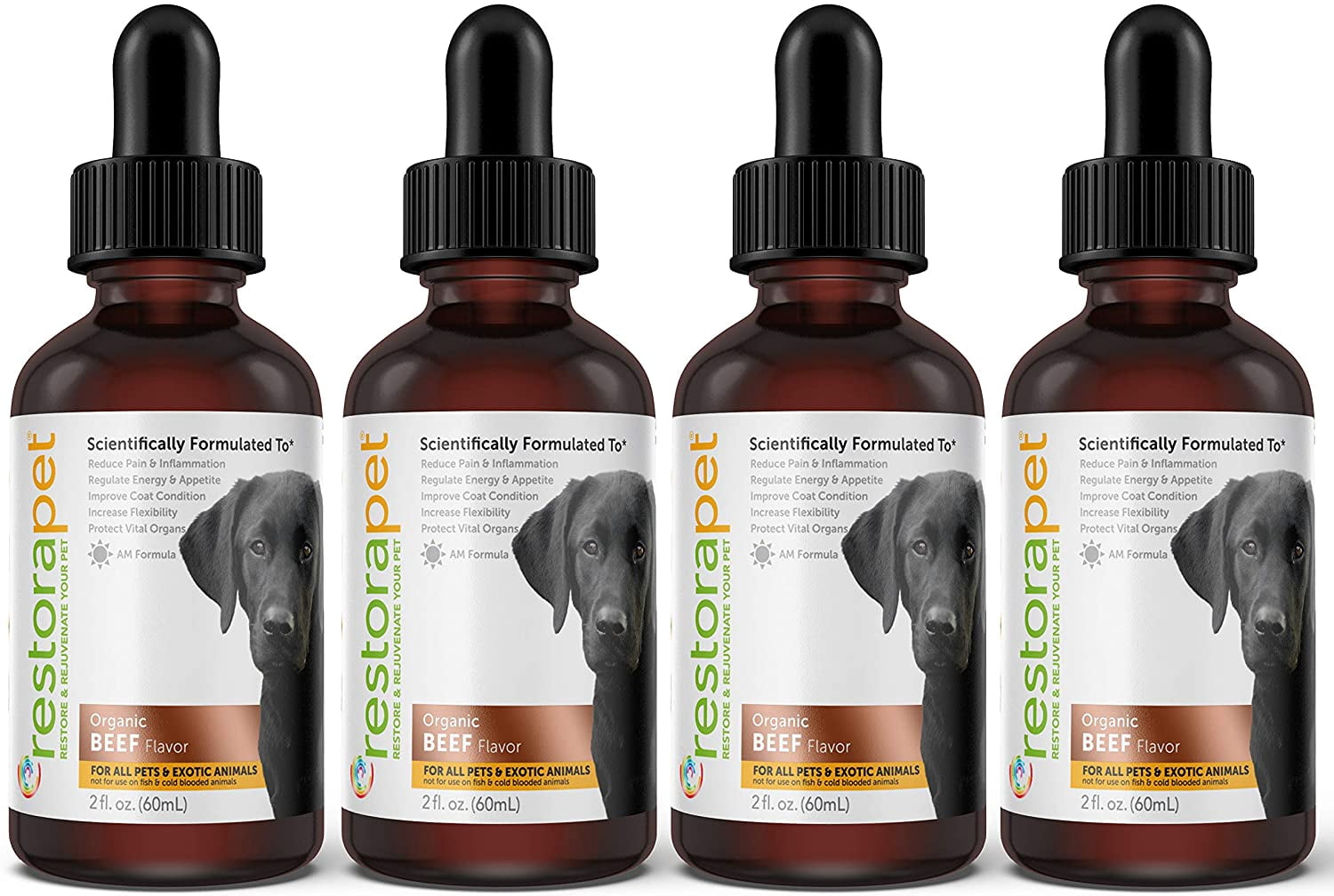 RestoraPet 4-Pack Organic Pet Supplement For Dogs, Cats & Horses ...