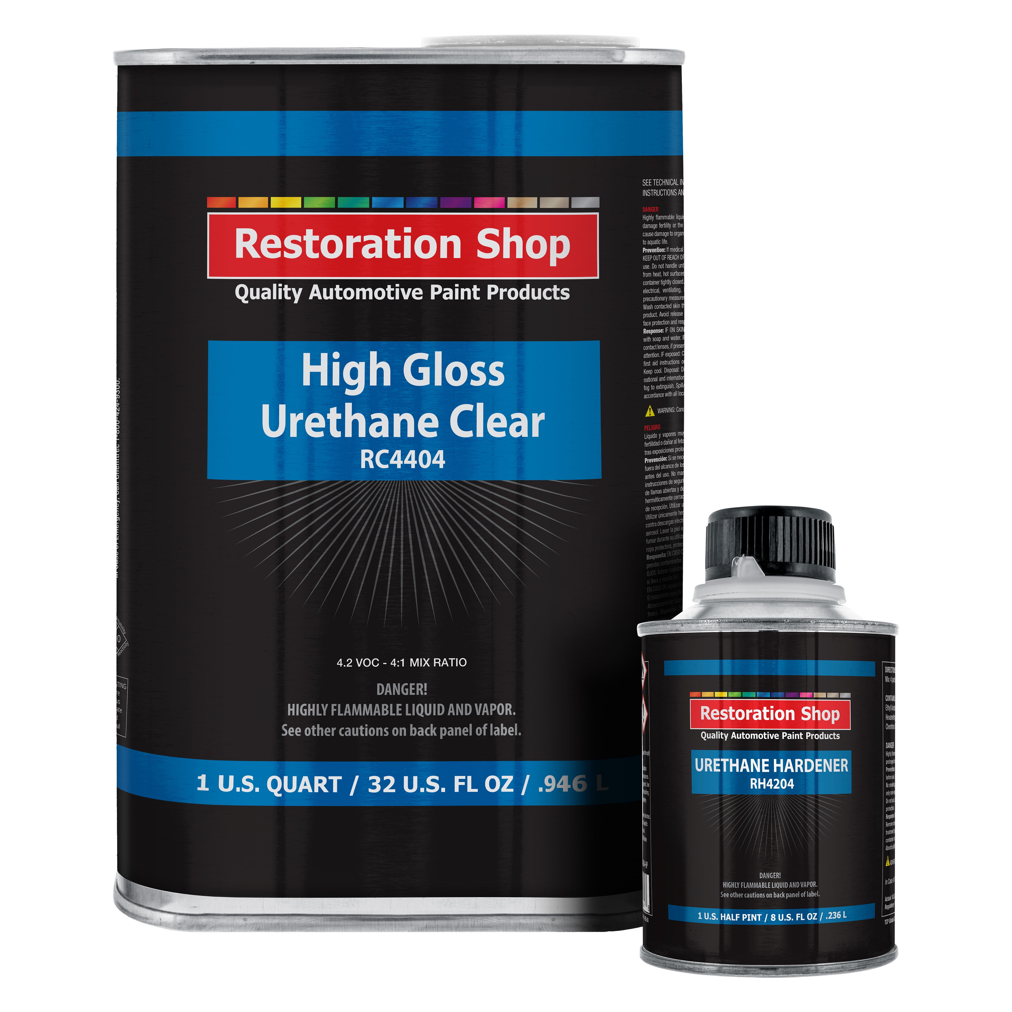 Restoration Shop 2K Clear Coat Auto Paint Kit, 1.25 Quarts, High Gloss ...
