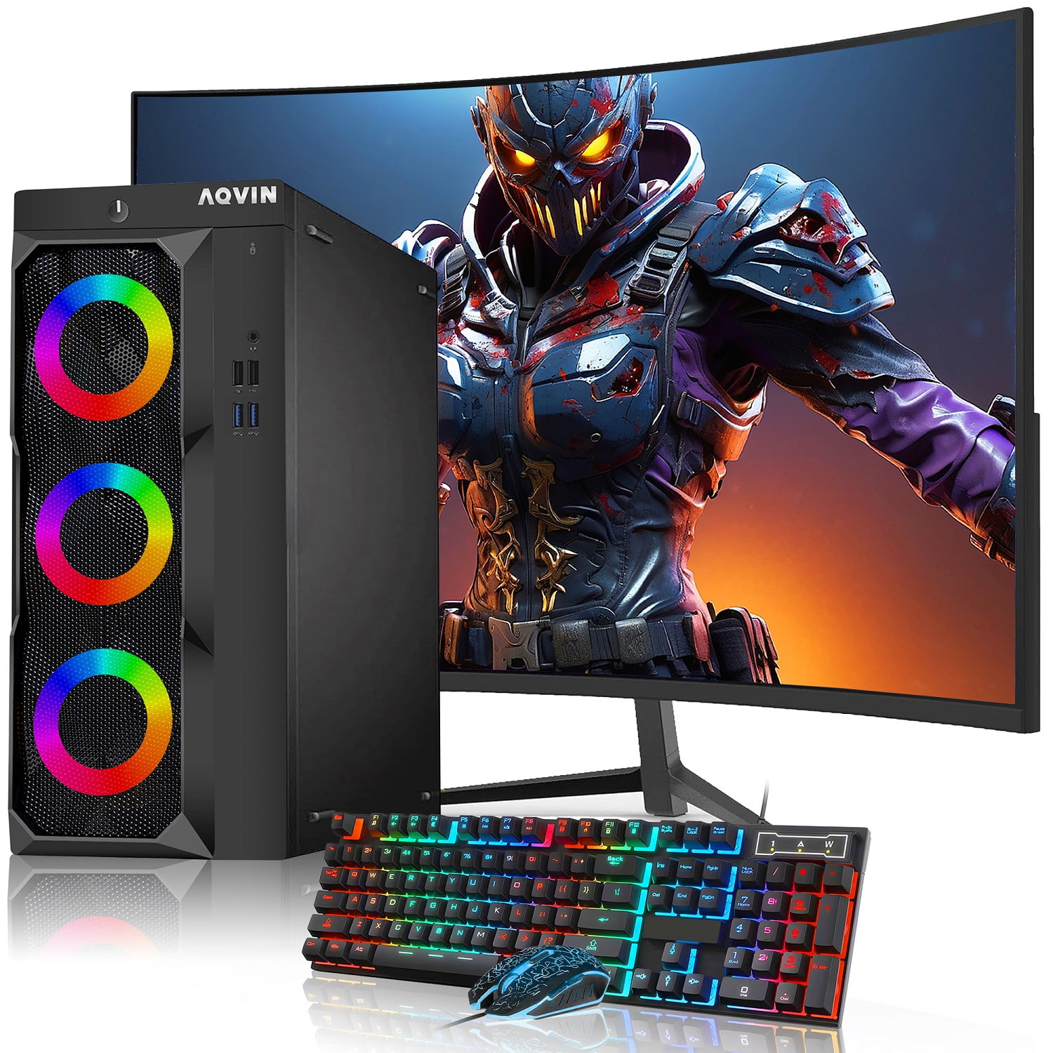 Restored AQVIN LuminaRings Gaming Desktop Computer PC Tower - Black ...