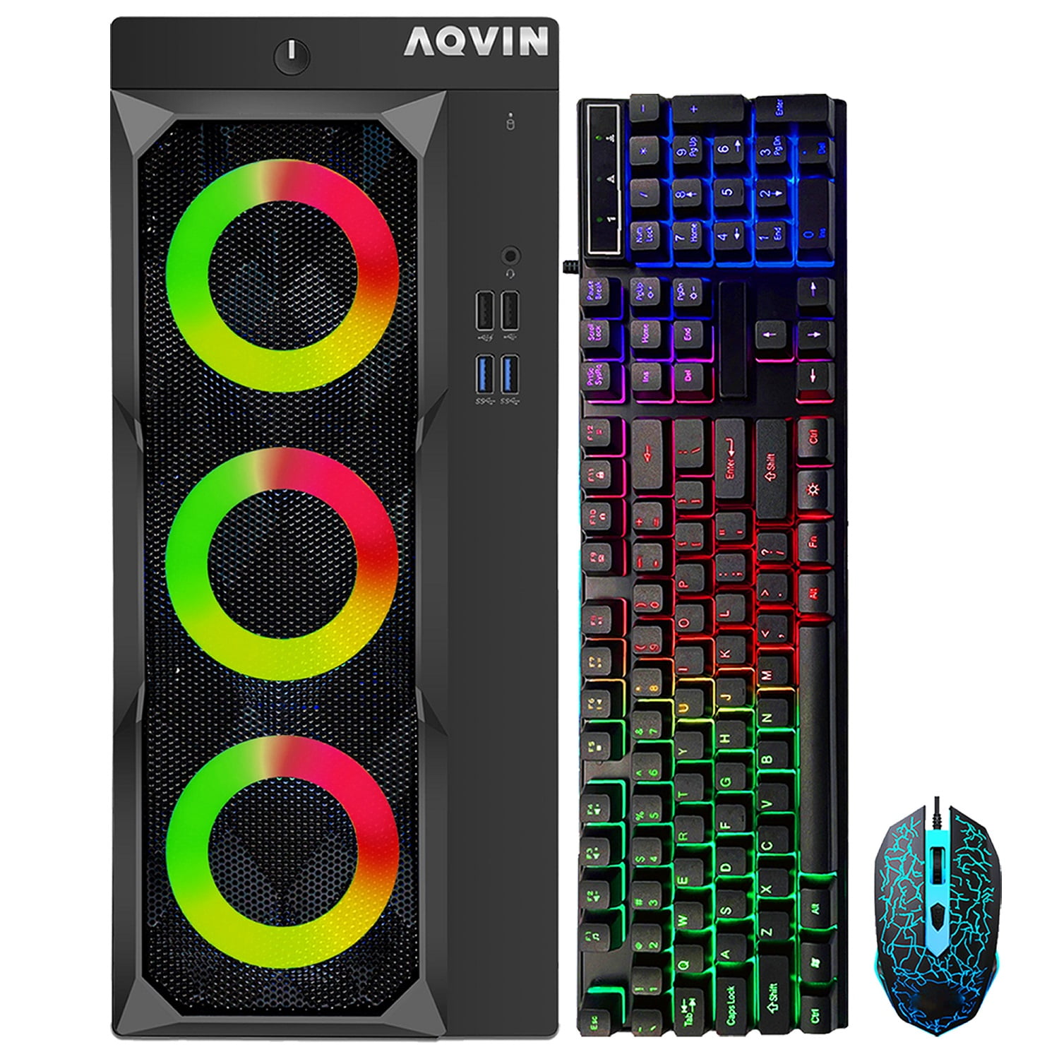 Restored AQVIN RGB LuminaRings Gaming PC for Gamer/ Editing Desktop ...