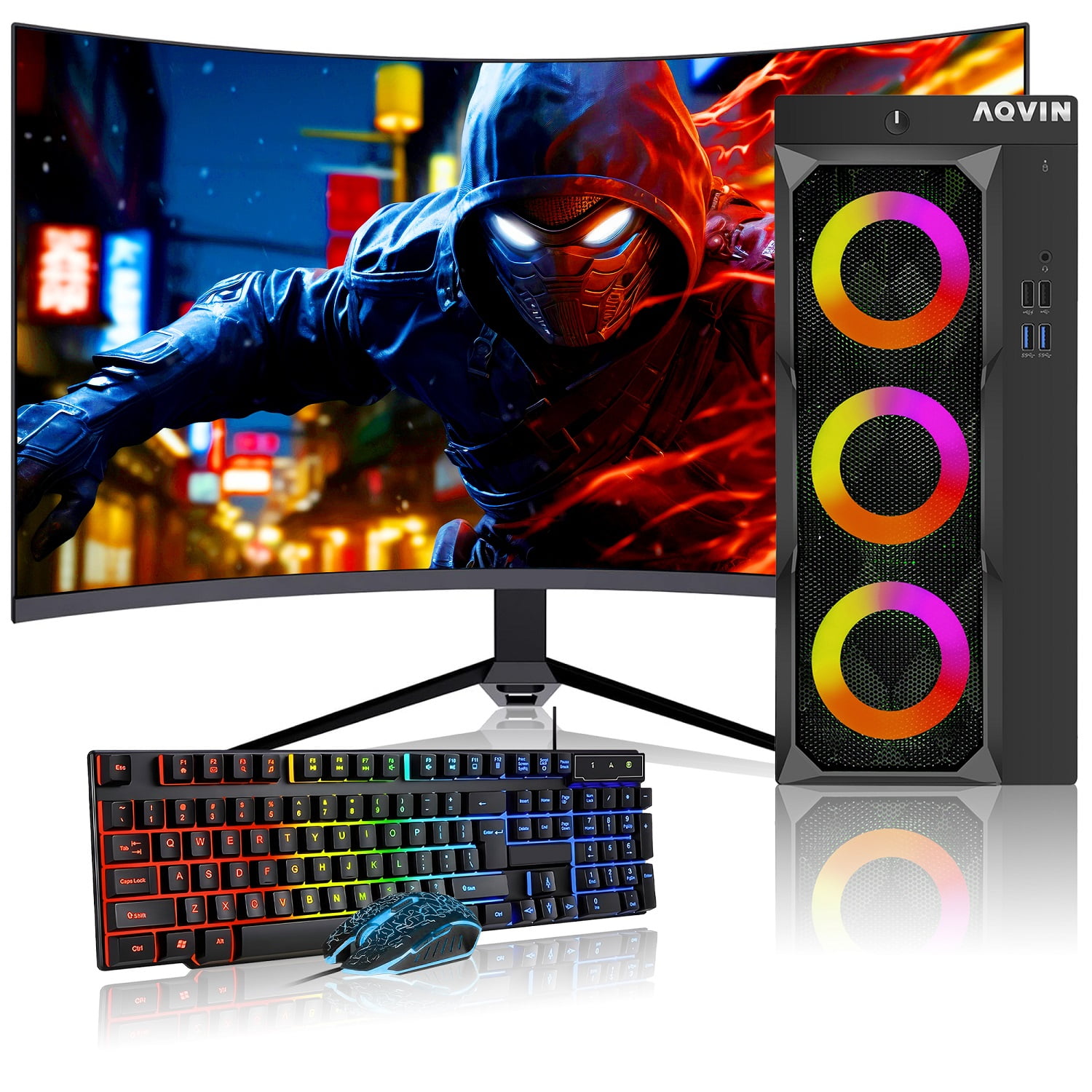 Restored AQVIN RGB LuminaRings Gaming PC for Gamer/ Editing Desktop ...