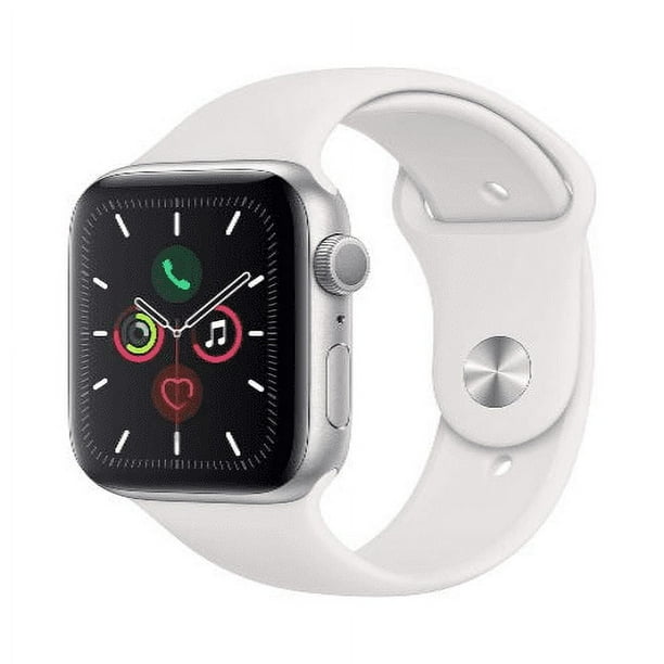 Restored Apple Watch Series 5 44mm GPS Aluminum Silver Case White Sport ...