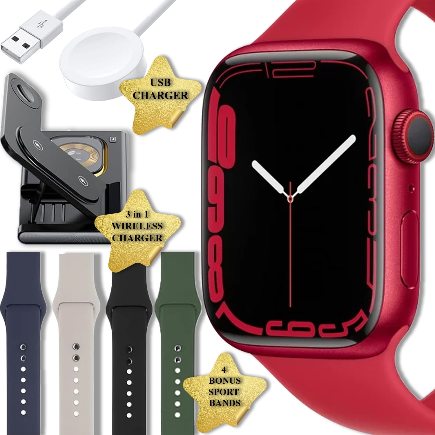 Restored Apple Watch Series 7 (GPS+4G, 45 mm) Red Aluminum Case with ...