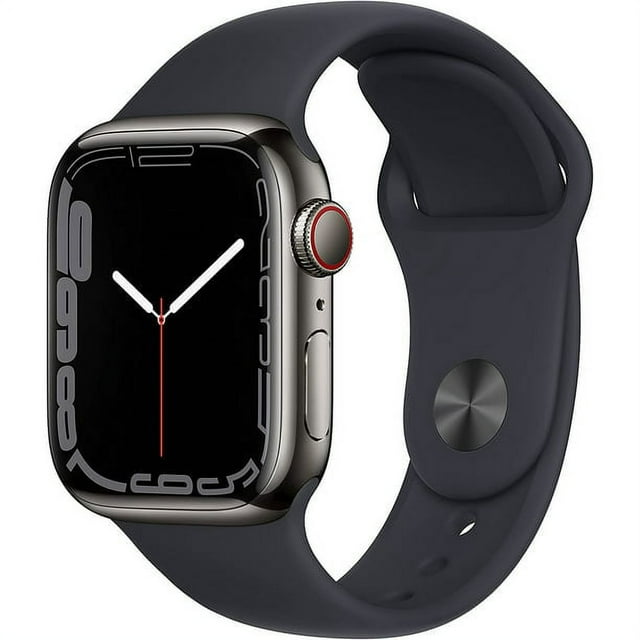 Restored Apple Watch Series 7 (GPS+Cellular, 41mm) - Stainless Steel Case - Graphite Sport Band ...