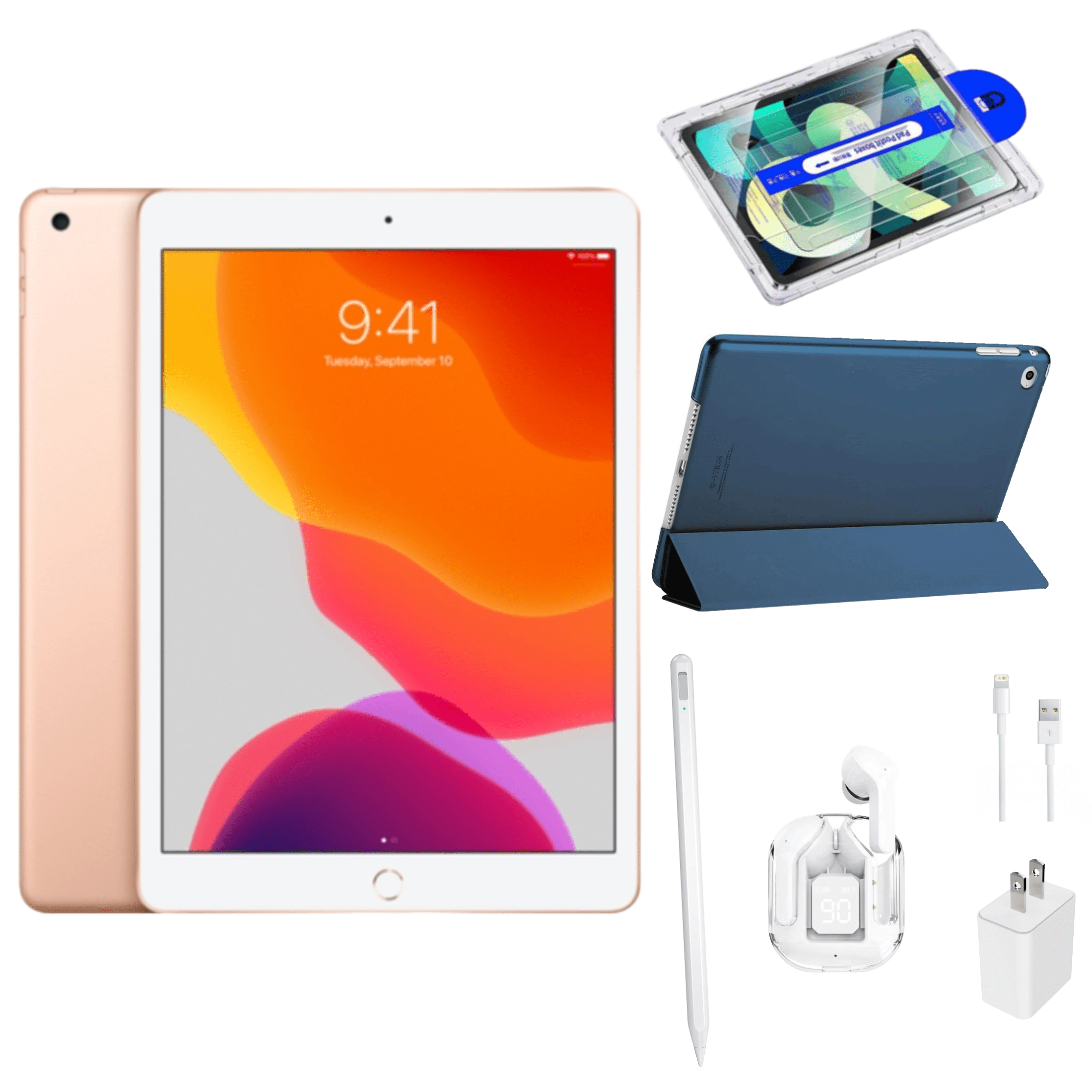 Restored Apple iPad 7 - 10.2" 128GB Gold (Wi-Fi) - Magnetic Smart Case ...