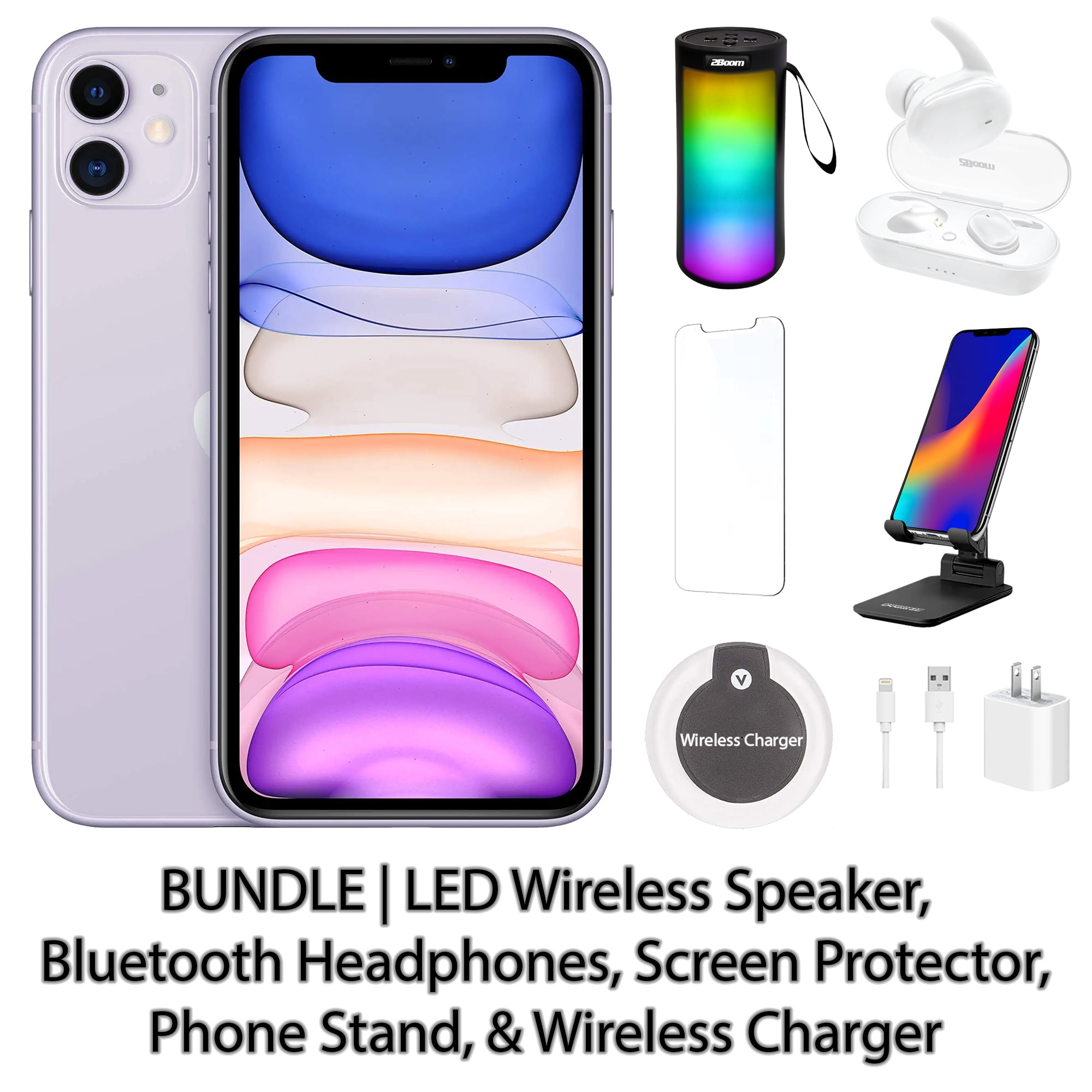 Apple iPhone 11 64GB Purple, Fully Unlocked, Refurbished Bundle ...