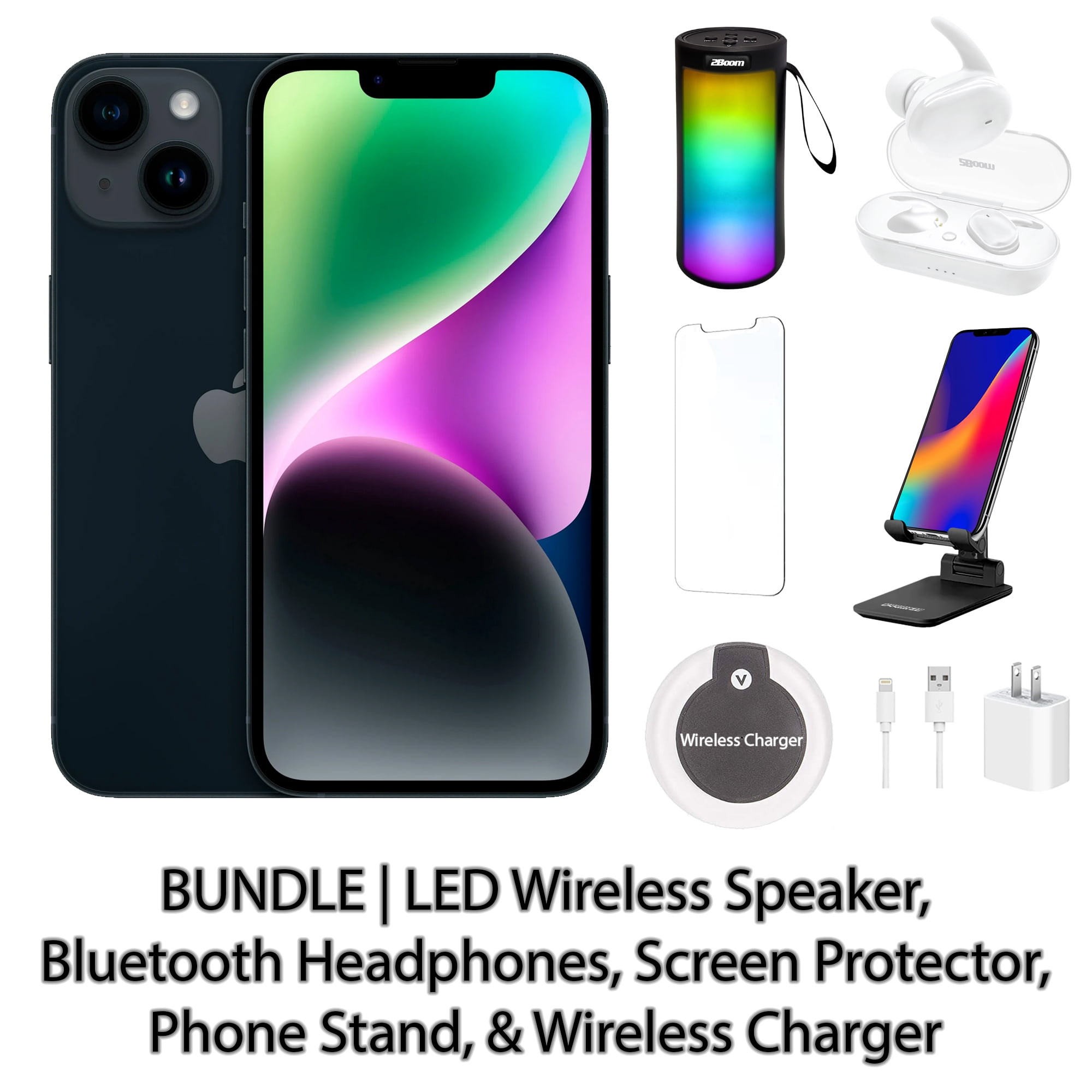 Restored Apple iPhone 14 128GB Midnight Fully Unlocked Bundle with LED ...