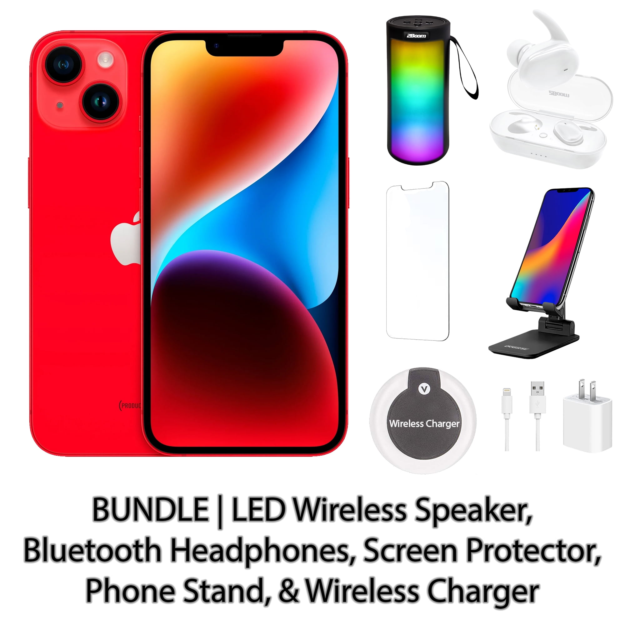 Restored Apple iPhone 14 128GB Red Fully Unlocked Bundle with LED ...