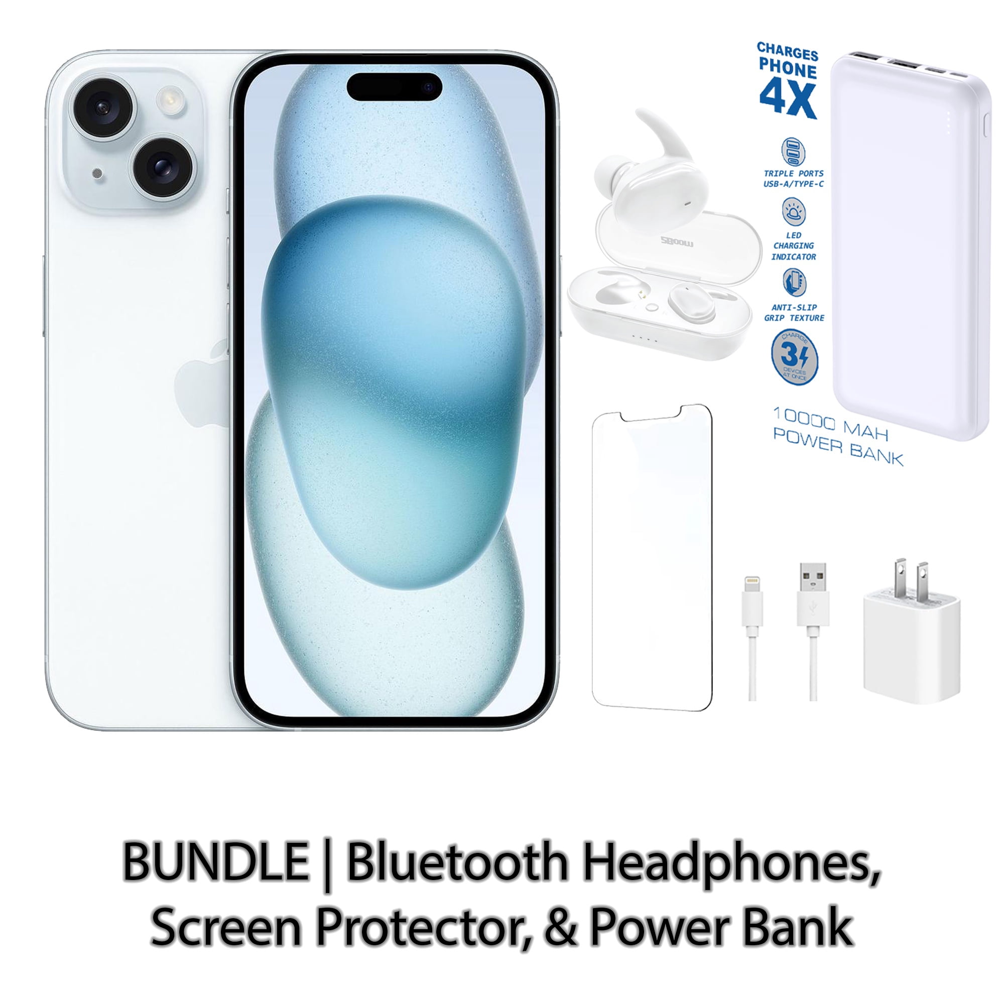 Restored Apple iPhone 15 128GB Blue Fully Unlocked Bundle with 10,000 ...