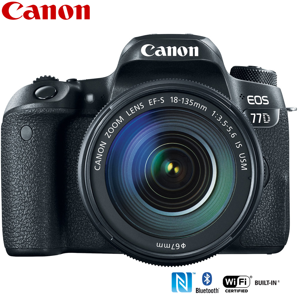 Restored Canon EOS 77D 24.2 MP CMOS (APS-C) Digital SLR Camera with EF-S 18-135mm IS USM Lens ...