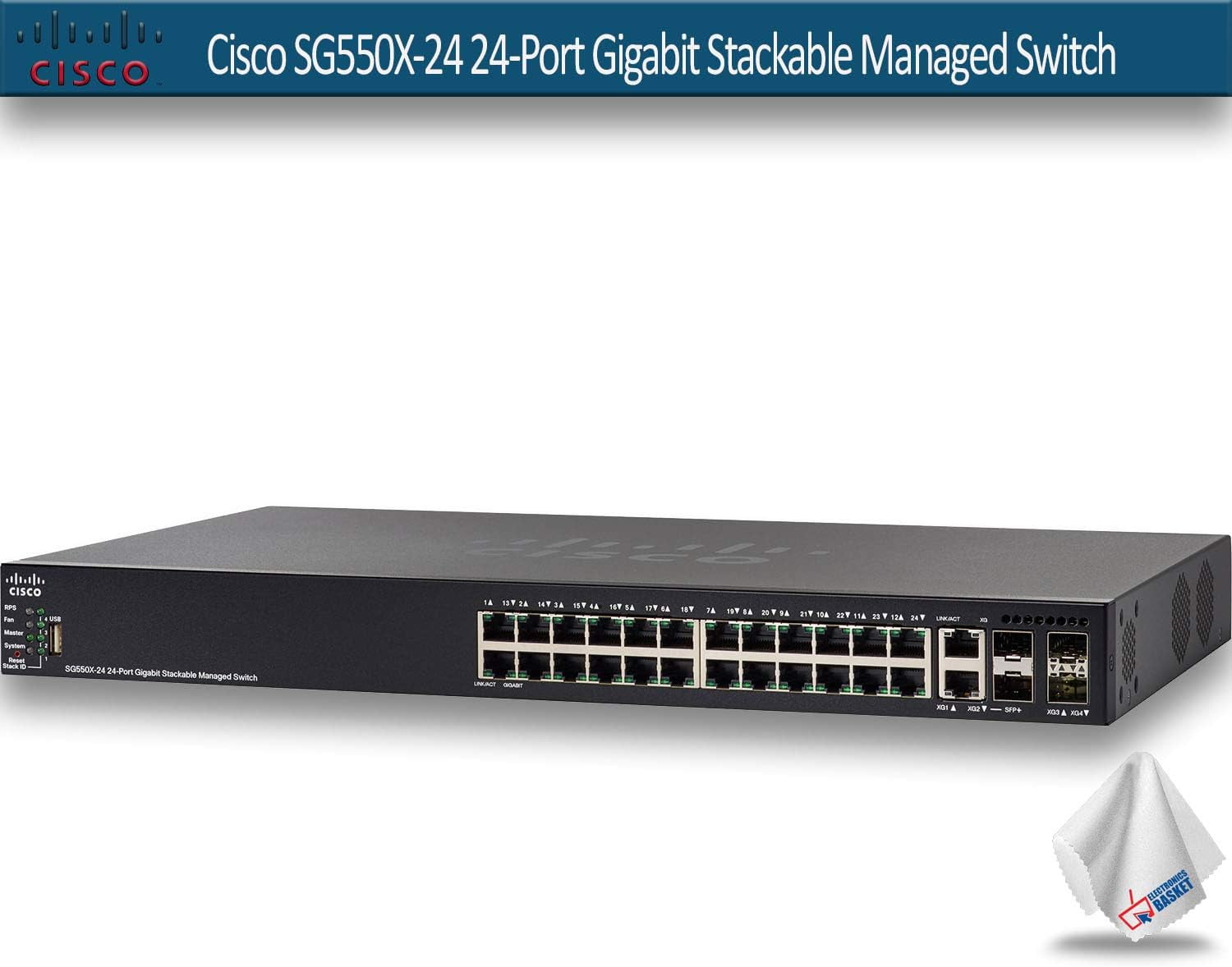 Restored Cisco SG550X-24 24-Port Gigabit Stackable Managed Switch ...