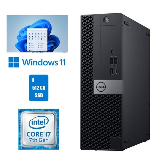 Dell Refurbished Desktop Computer, Intel Core i7, 16GB RAM, 512GB SSD ...