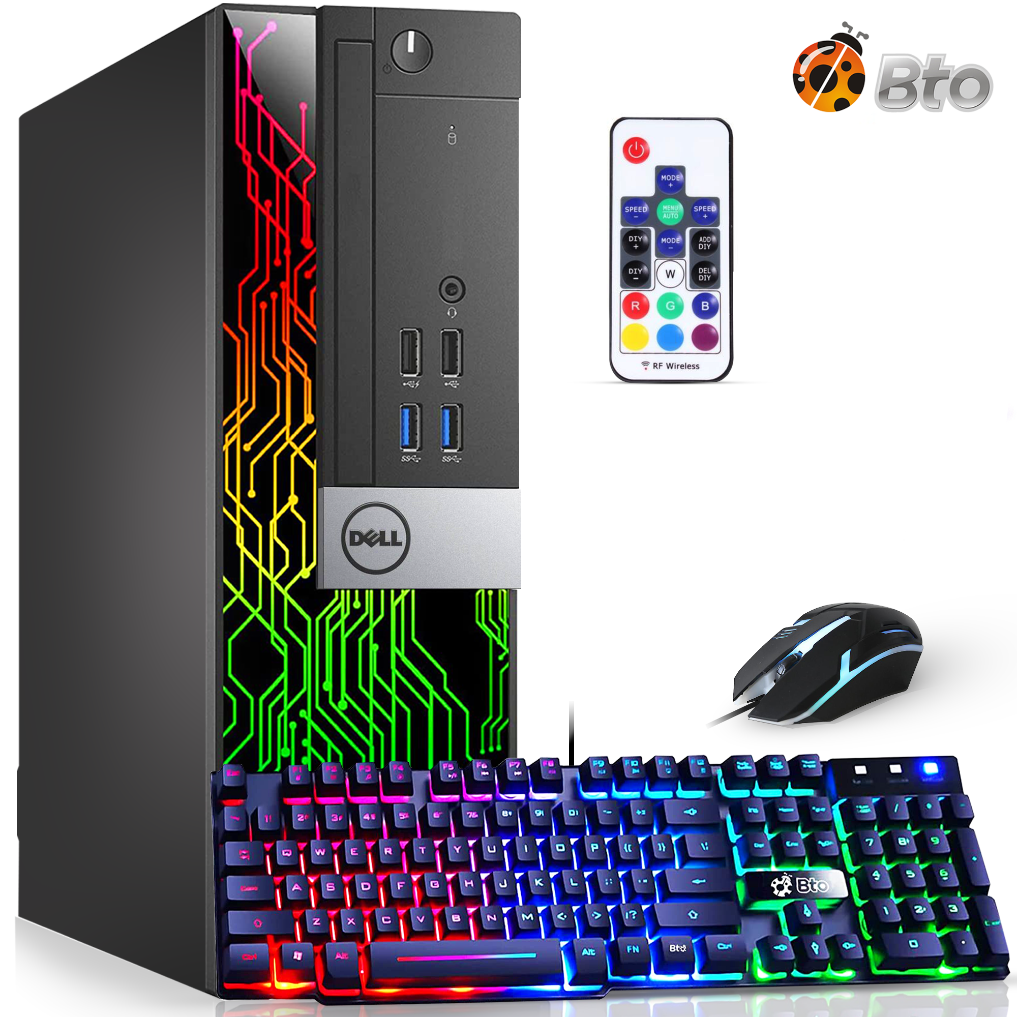 Restored Dell OptiPlex Desktop Computer PC with RGB Panel, Intel i7 Quad-Core 6th Gen. Processor ...