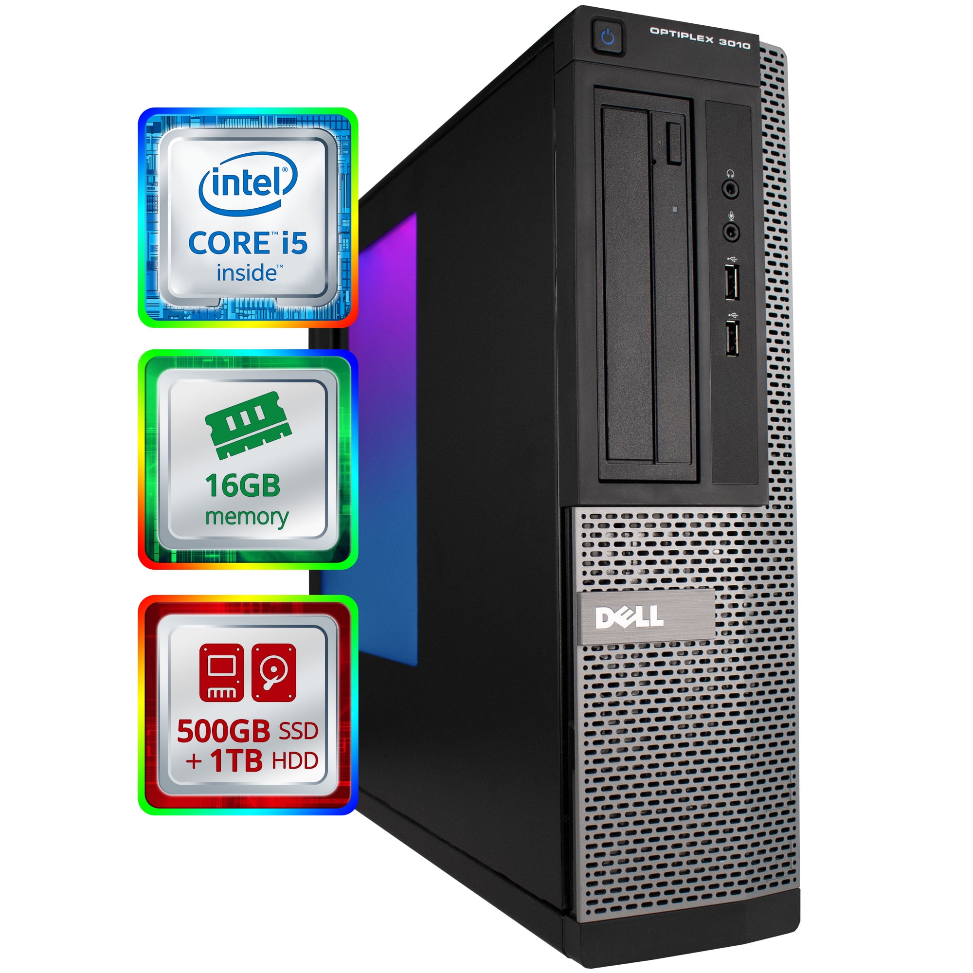 Restored Dell Optiplex 3010 Small RGB Desktop Computer (SFF) Intel i5 (3.5GHz Turbo) 16GB DDR3 ...