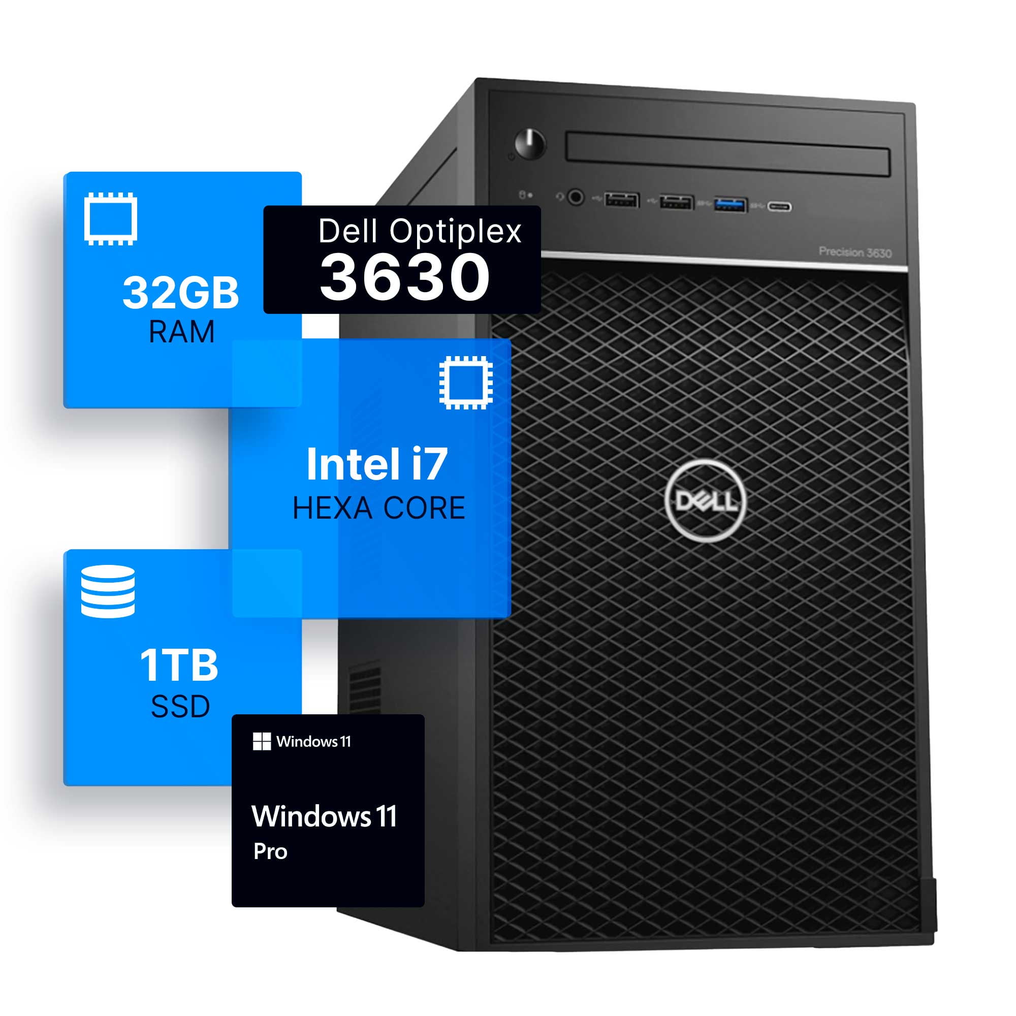 Dell Precision 3630 Tower Desktop, Intel i7-8700, 32GB DDR4 RAM, 1TB ...
