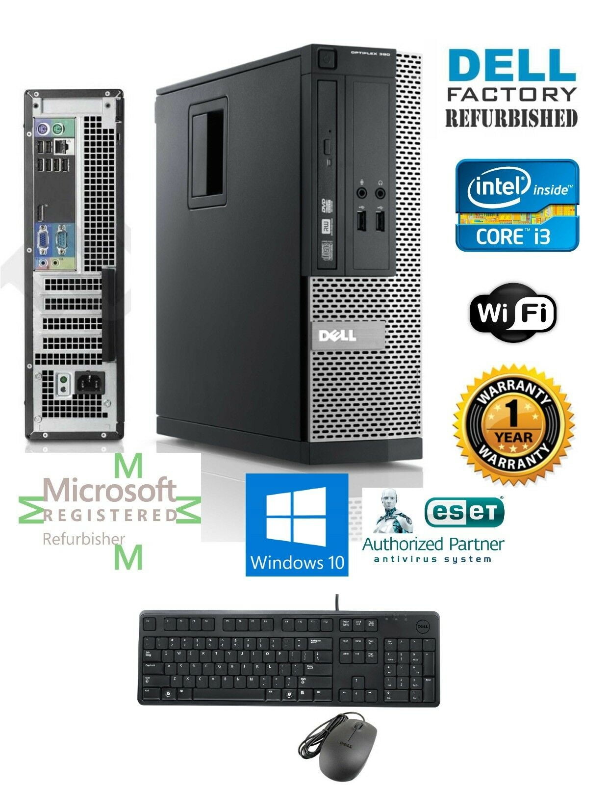 Restored Desktop Computer Dell 790 OptiPlex Intel Core i3 Window pro 64 ...