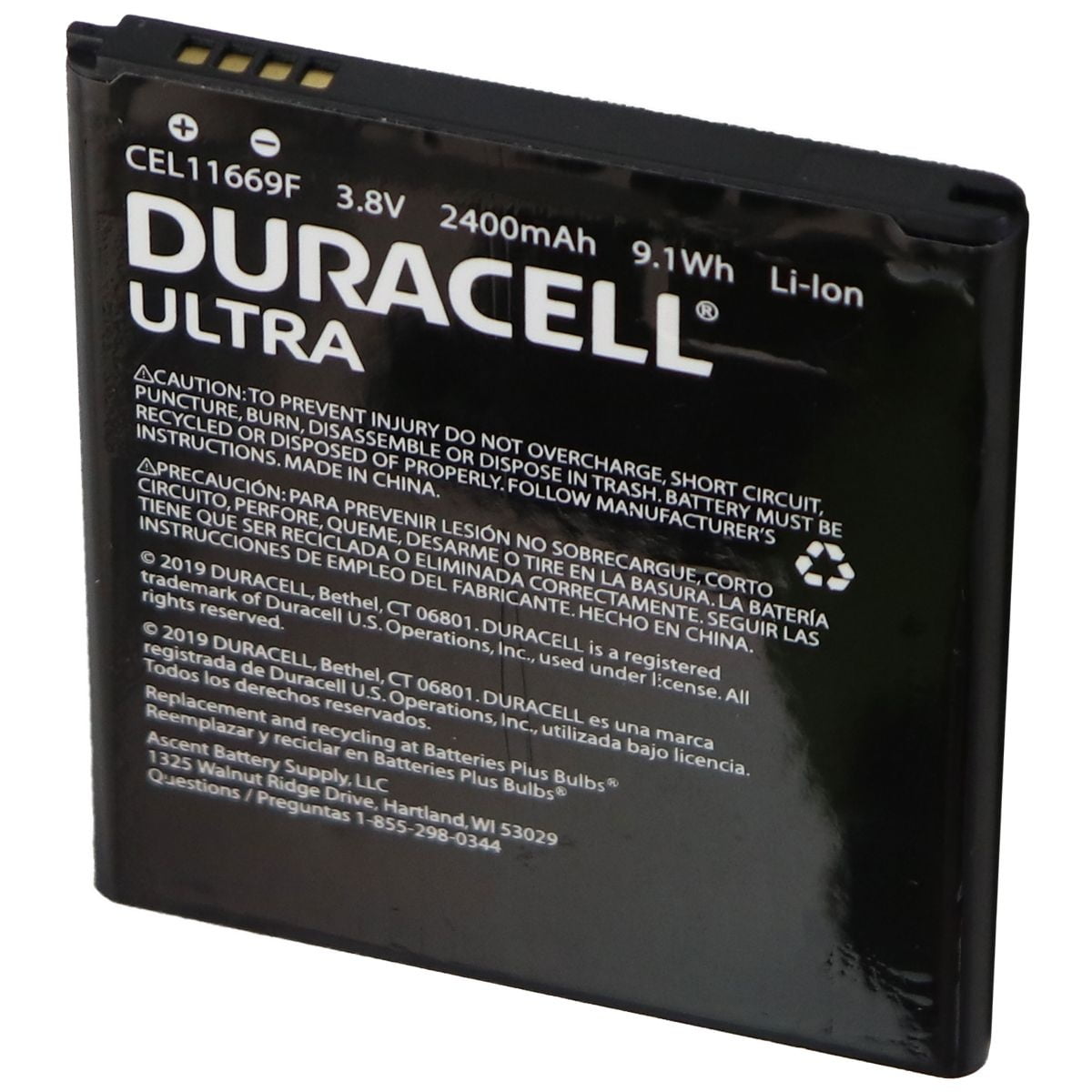 Restored Duracell Ultra CEL11669F 3.8V 2400mAh Lithium Ion Battery for ...