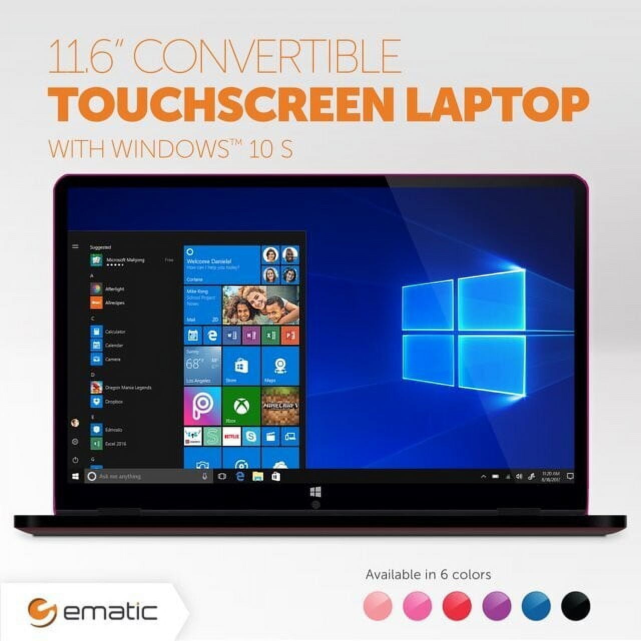 Ematic HD Touchscreen Computer, 11.6" Convertible Laptop, 2GB RAM, 32GB ...