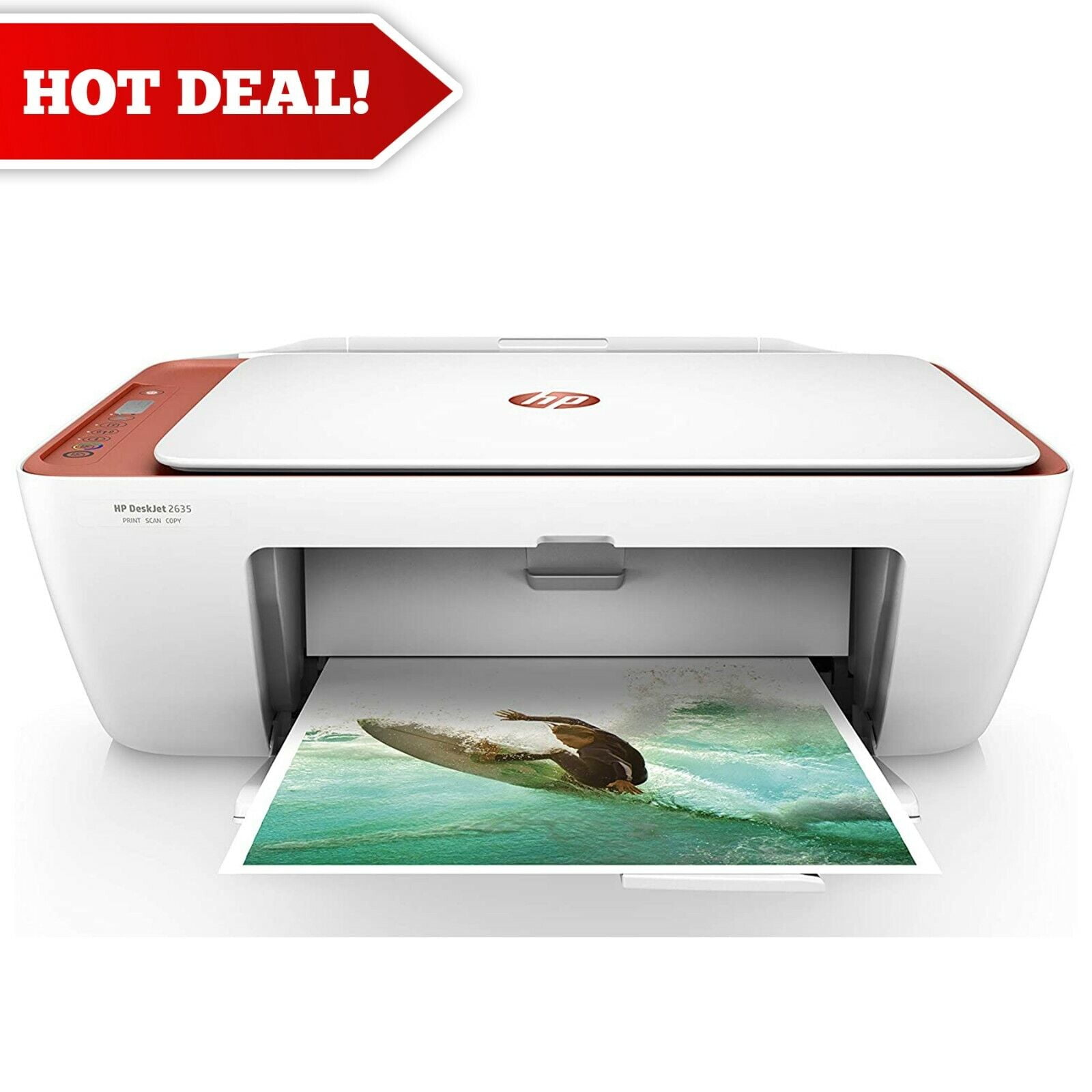 HP DeskJet 2635 Wireless All-in-One Printer, Red, Refurbished, Mobile ...
