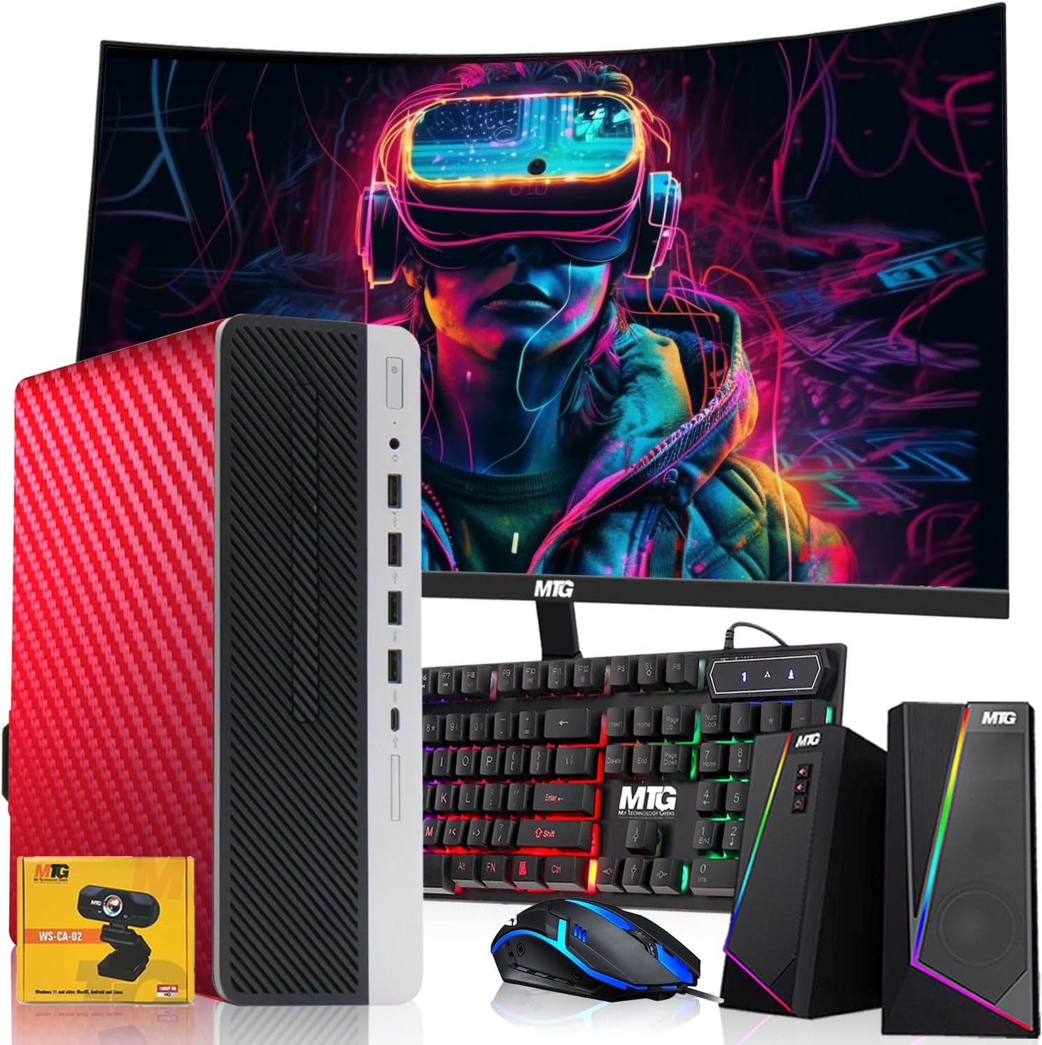 TechMagnet G3 Curved Gaming Desktop, Core i5, 16GB, 512GB SSD, Red ...
