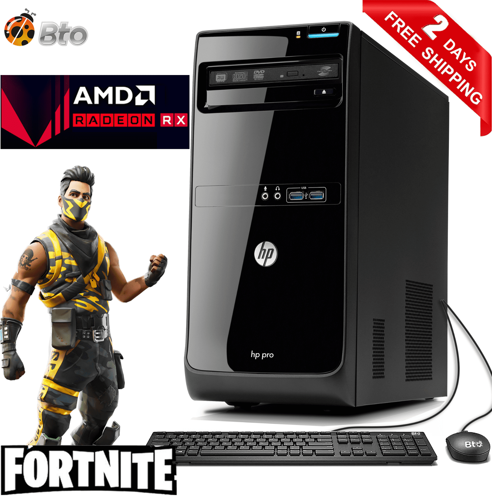 Restored HP Gaming Computer Compaq Pro Tower, Intel Core i5-3470 3rd ...