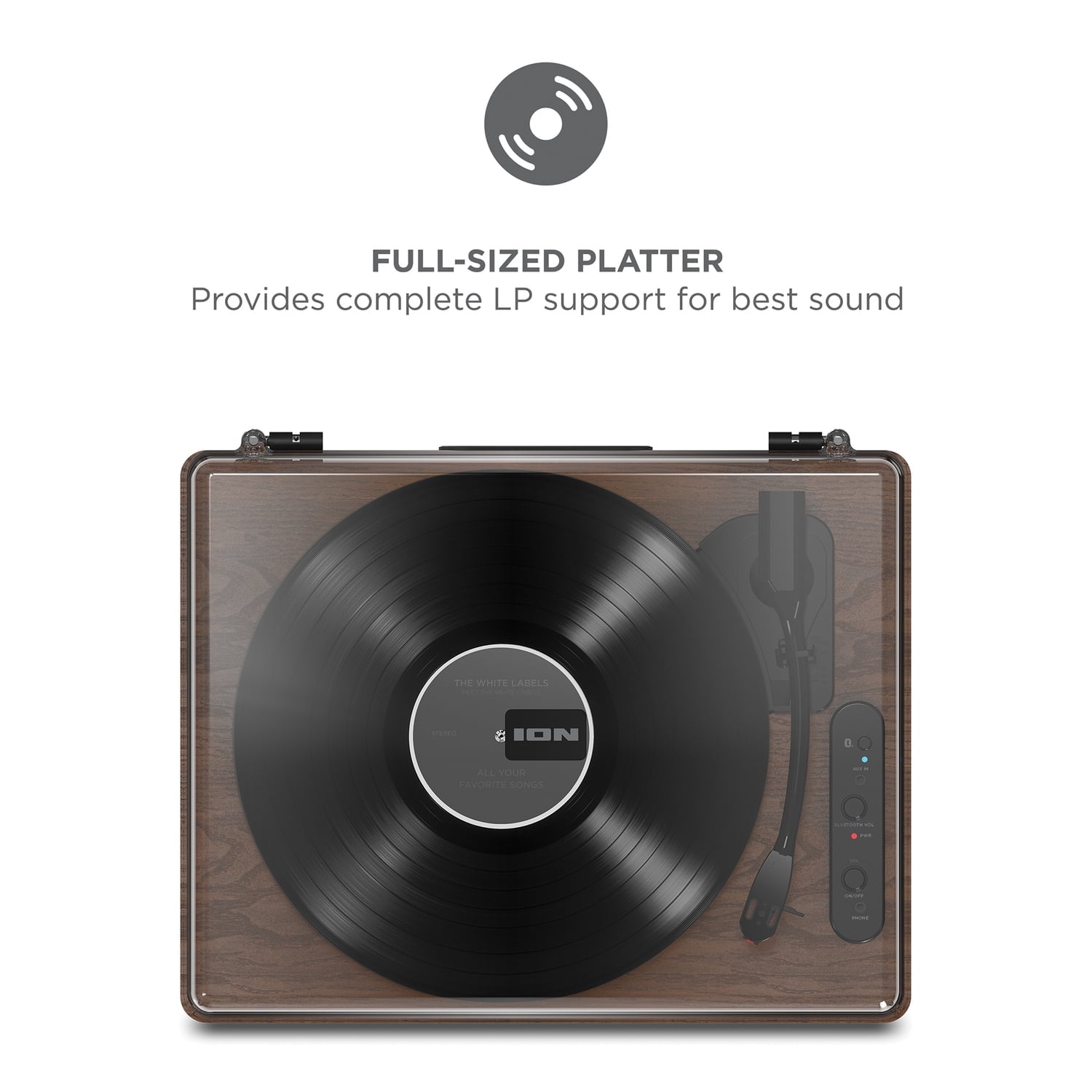 Restored ION iT103ESP Luxe LP 3-Speed 4-Watt Turntable with Bluetooth, Built-in Stereo Speakers ...