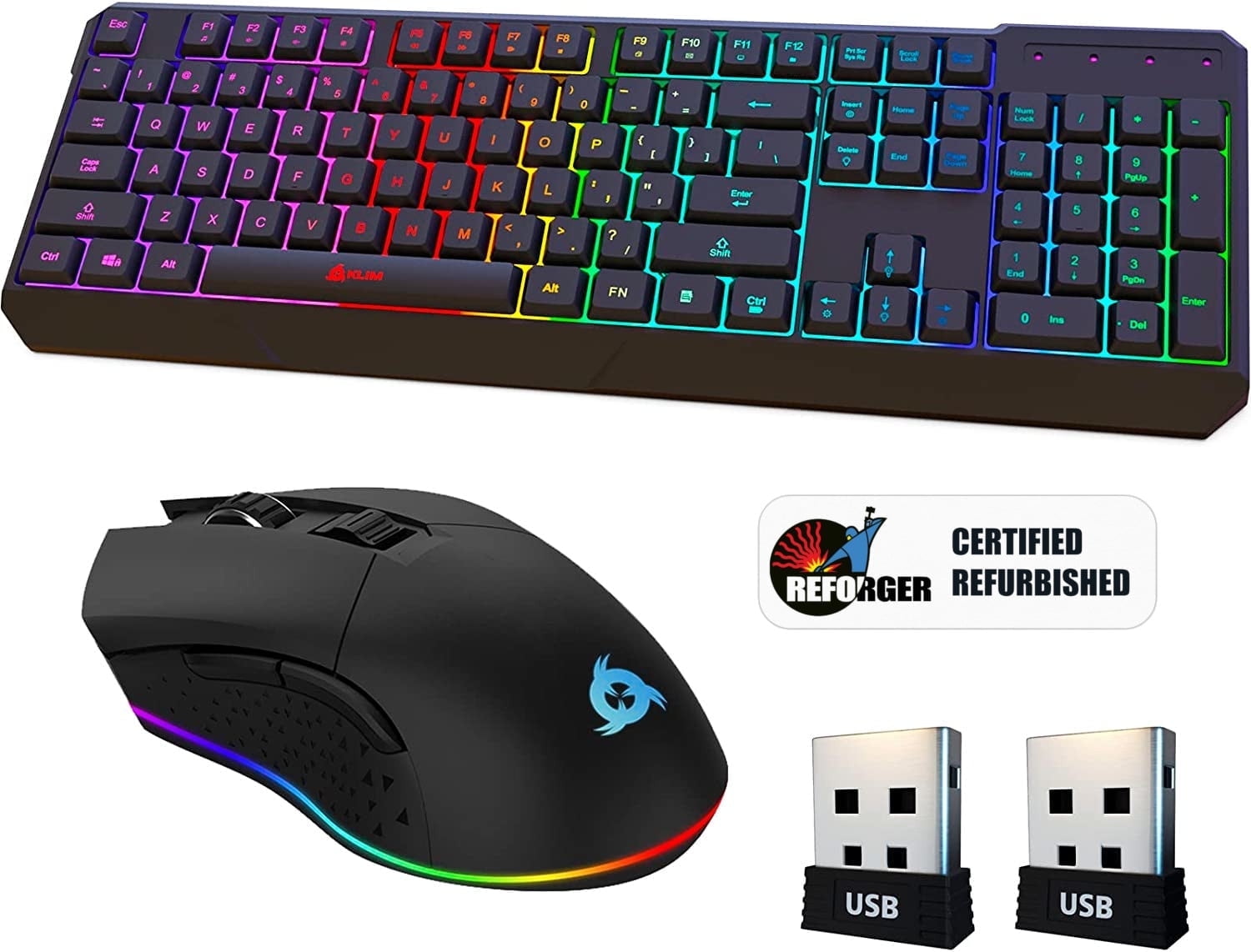 Restored KLIM Blaze & Chroma Wireless Bundle, Gaming Keyboard and Mouse ...